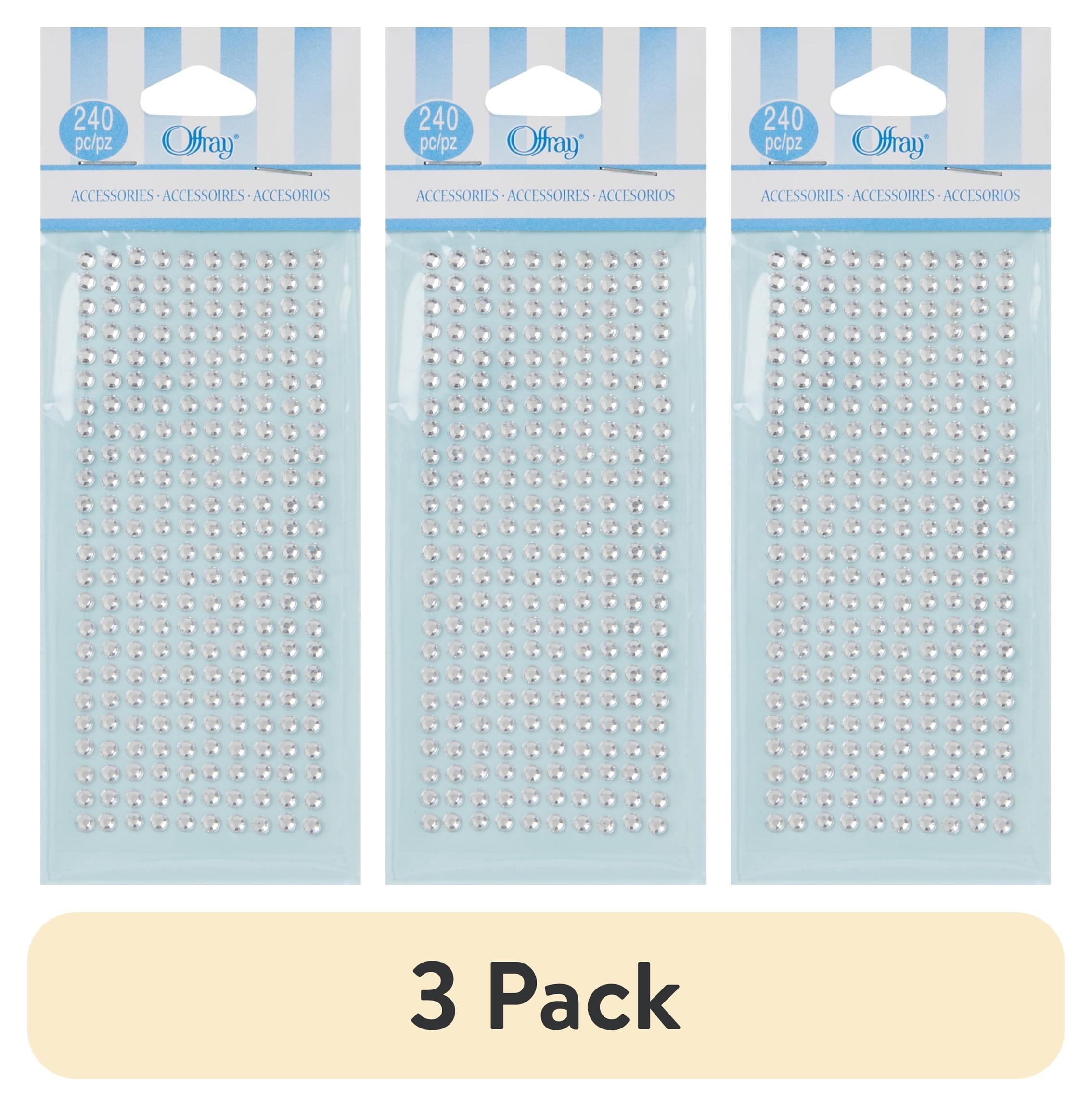 (3 pack) Offray Accessories, Silver Adhesive Gems 240 Piece Value Pack ...