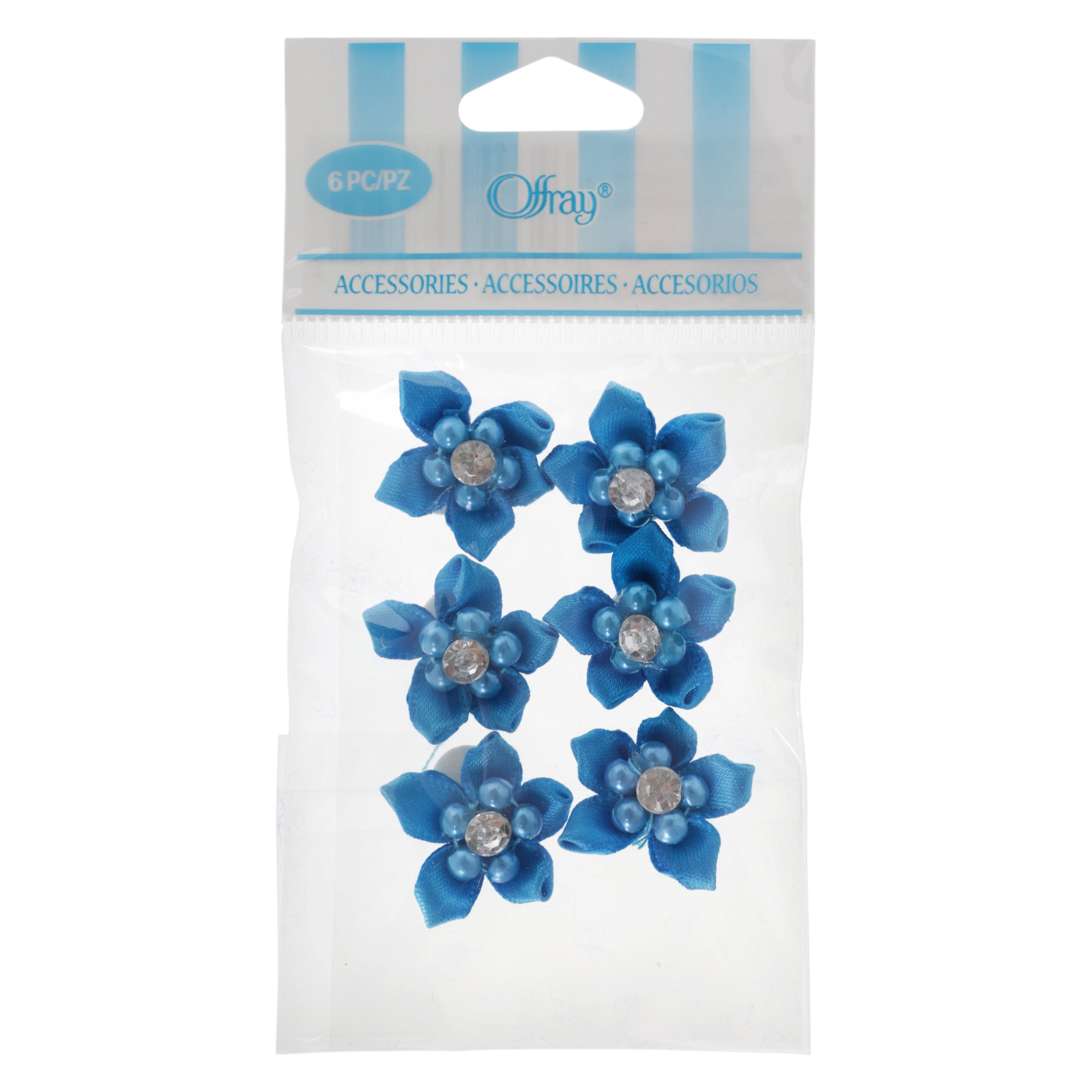 Offray Accessories, Turquoise 3/4 inch 5 Petal Gem Flower Accessory for ...