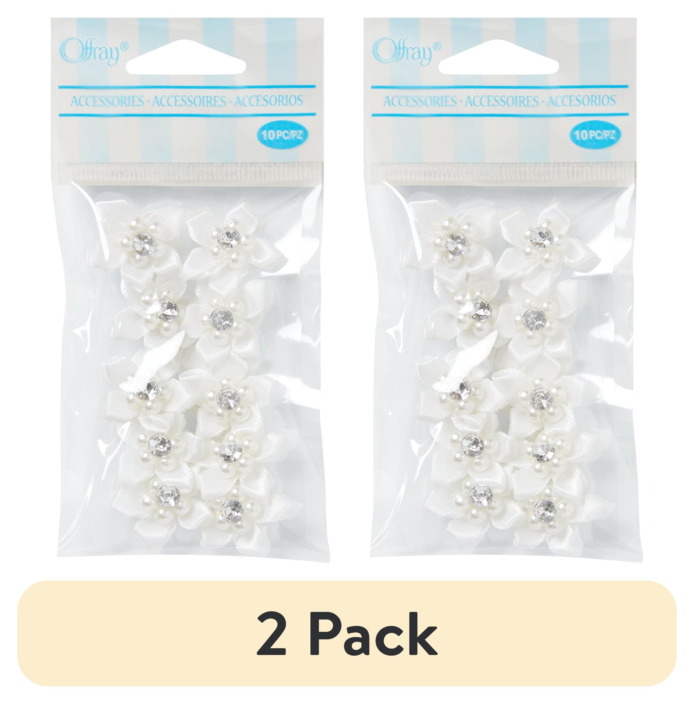 (2 pack) Offray Accessories, White 3/4 inch Value Pack 5 Petal Gem ...
