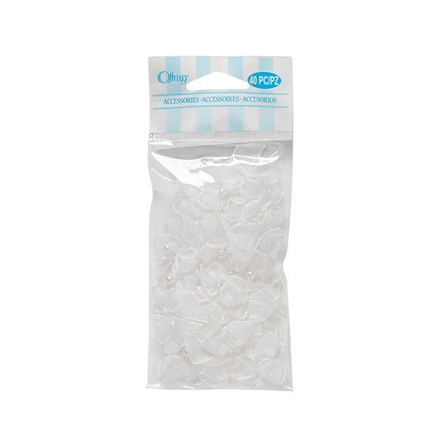 Offray Accessories, White 5/8 inch Value Pack Sheer 2 Loop Bow with ...