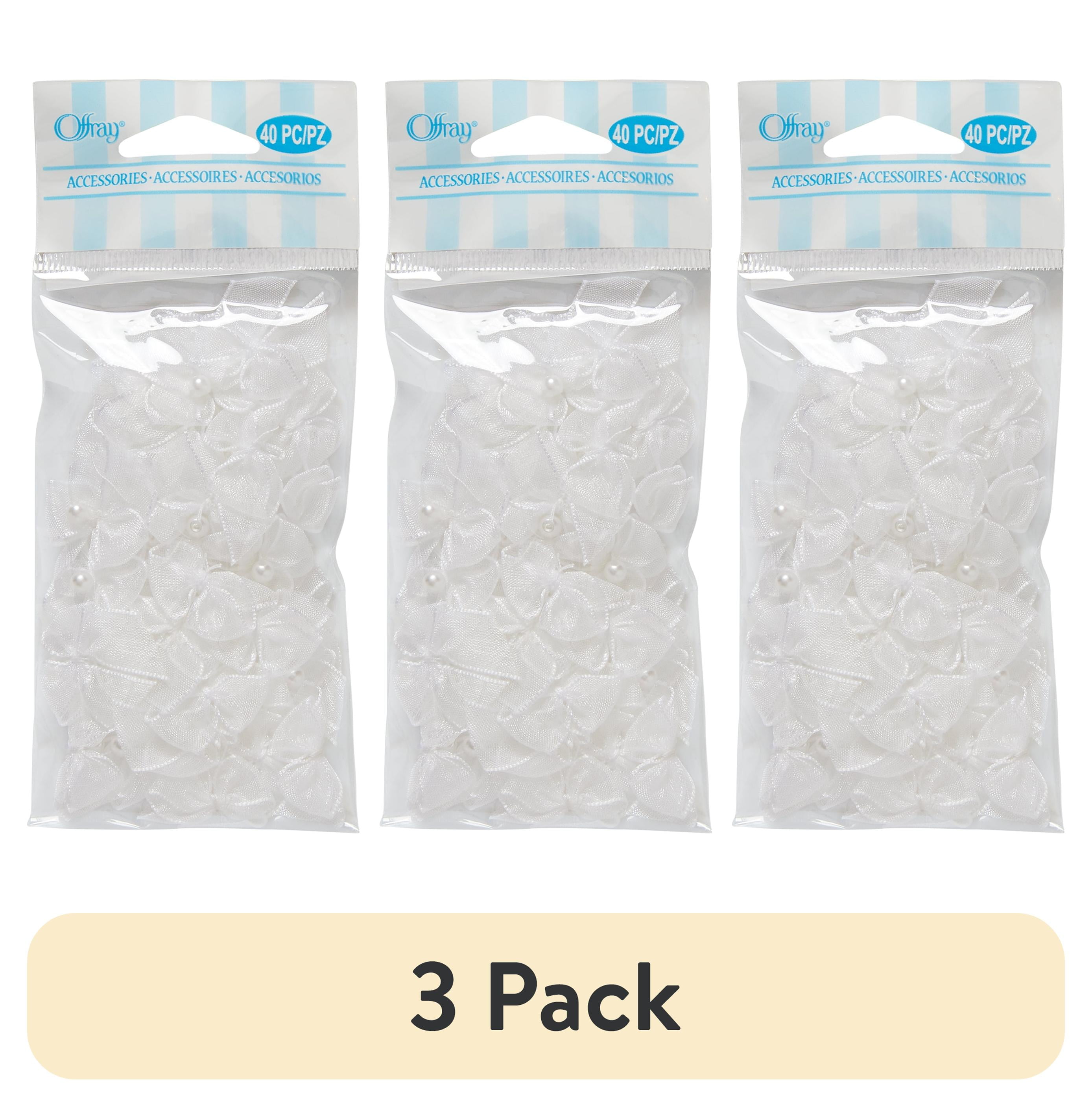 (3 pack) Offray Accessories, White 5/8 inch Value Pack Sheer 2 Loop Bow ...