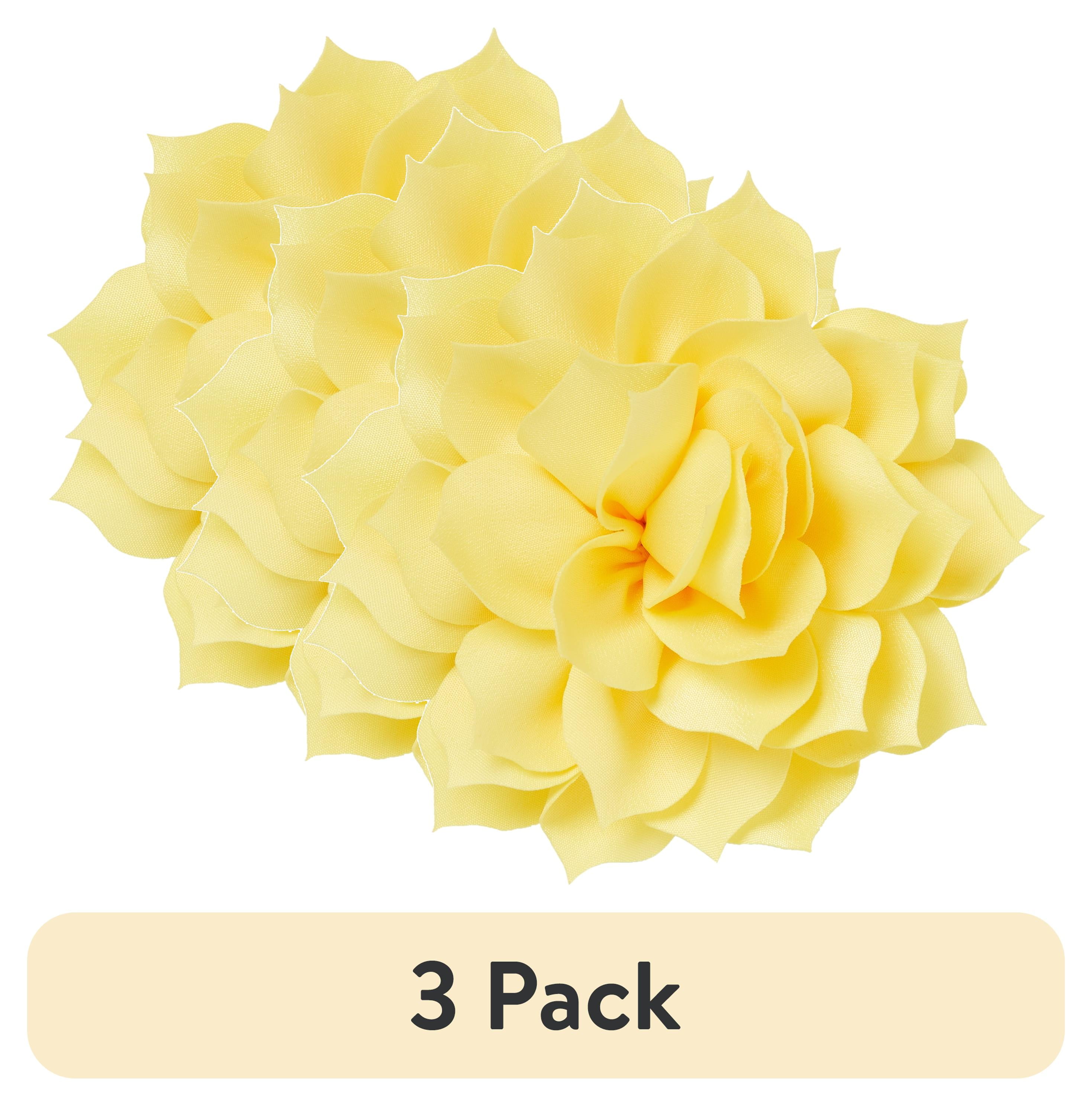 (3 pack) Offray Accessories, Yellow 4 1/2 inch Lotus Flower great for ...