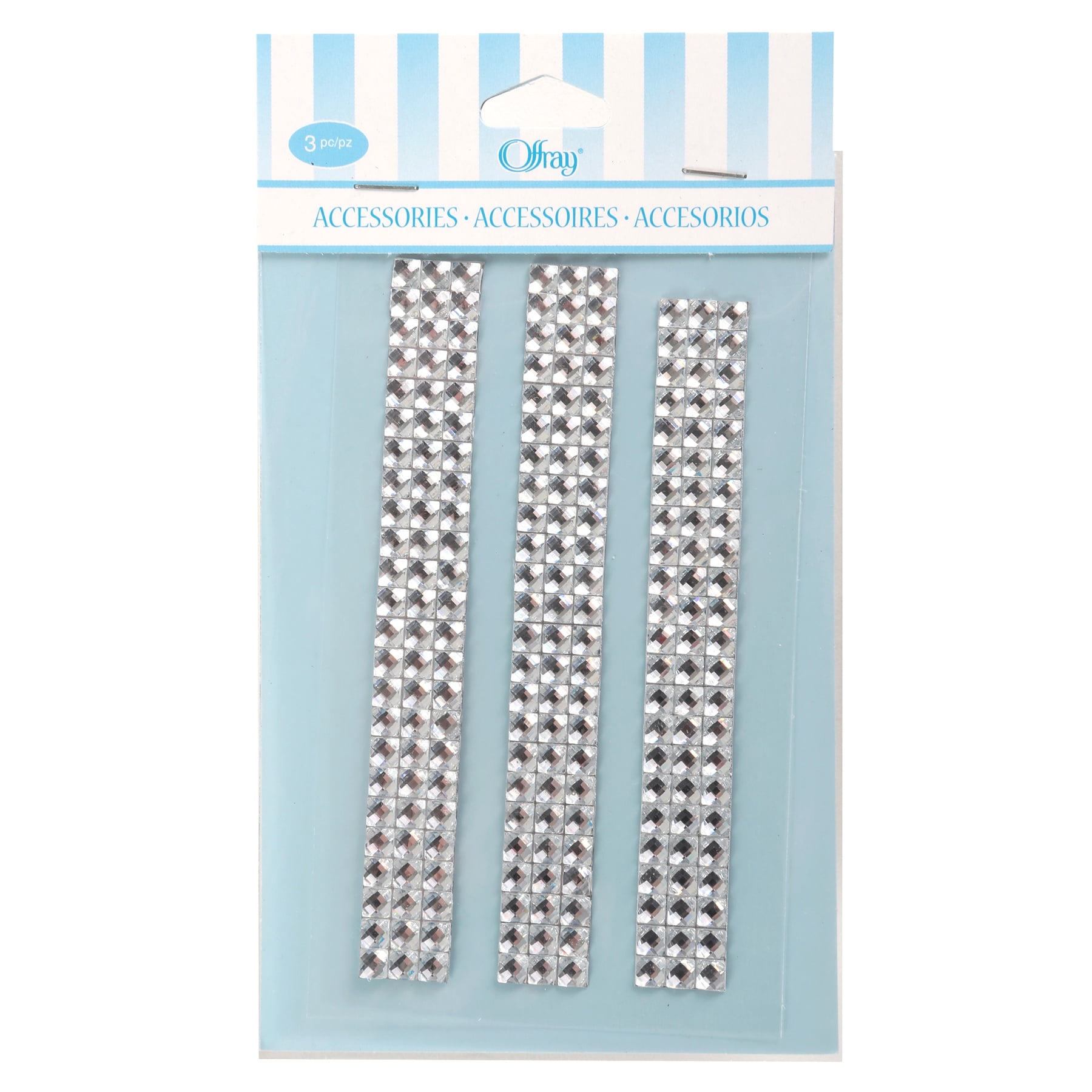 Offray Adhesive Gem Strip-Silver, 3 Count - Walmart.com