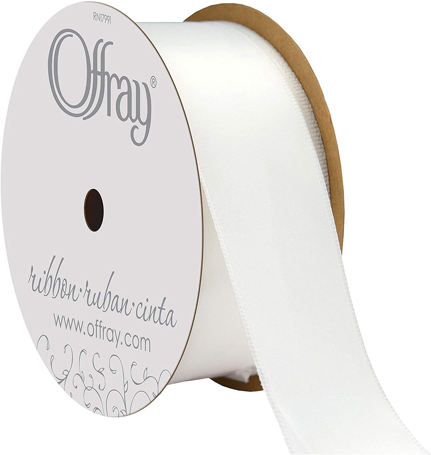 Offray Berwick 1.5" Single Face Satin Ribbon, White, 25 Yds - Walmart.com