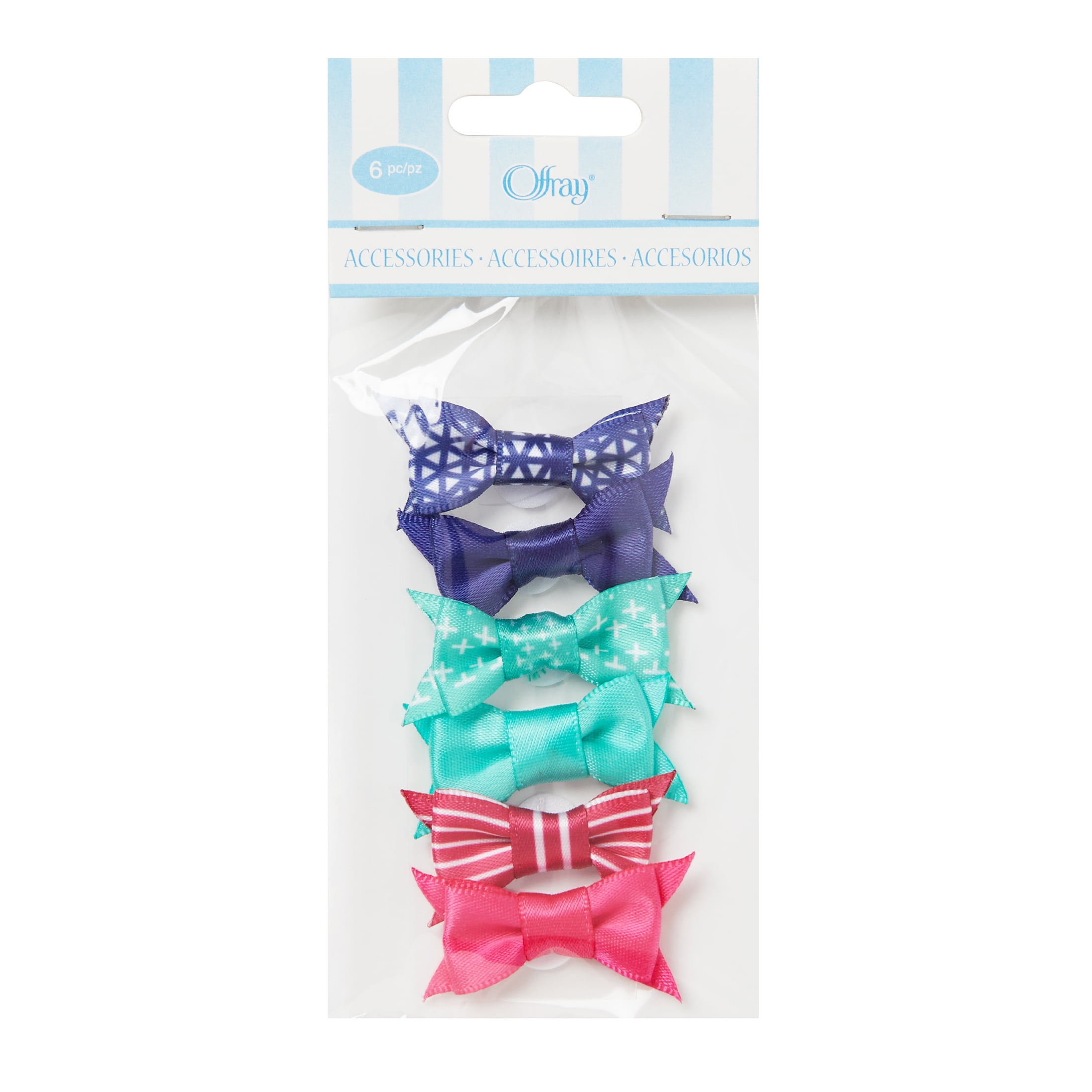 Offray Bows, Multi Mini Polyester Bows, 6 Count, 1 Package ...
