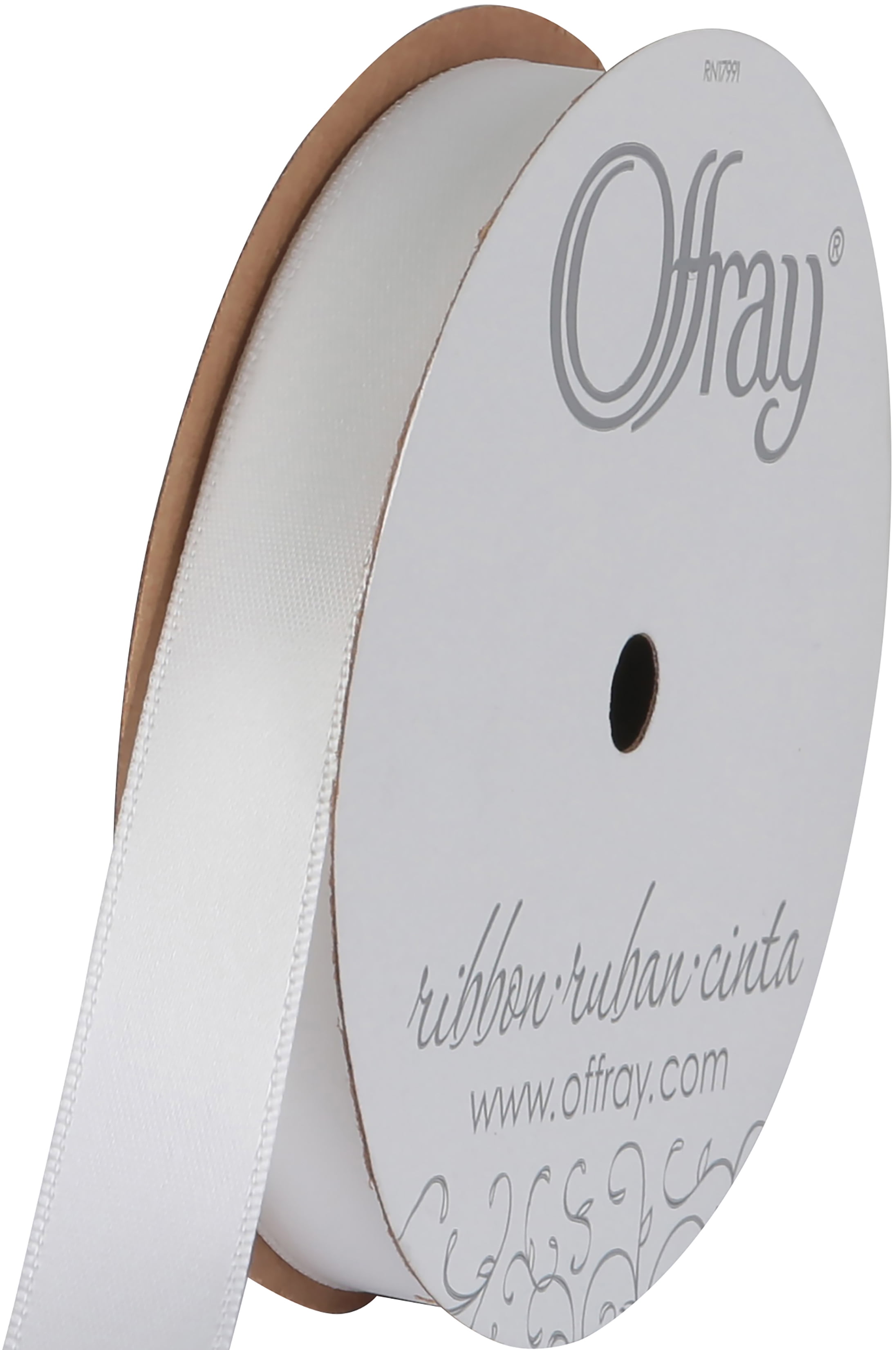 Offray Double Face Satin Ribbon 5/8"X20yd-White - Walmart.com