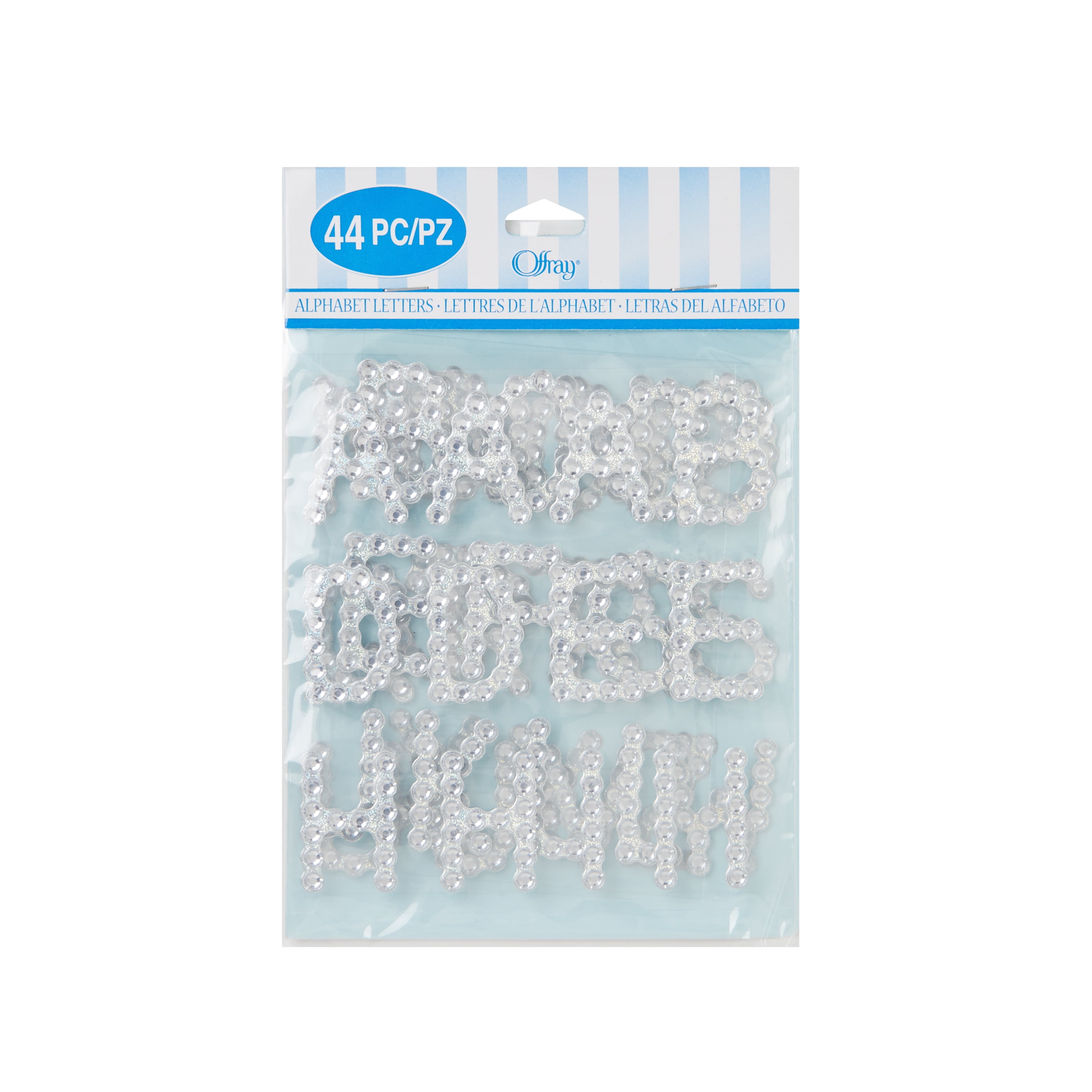 Offray Embellishments, Silver Adhesive Gem Letters, 44 Pieces, 1 ...