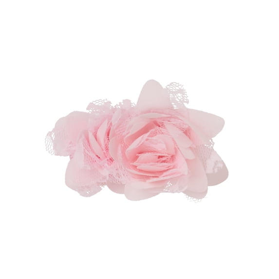 Offray Light Pink 4 1/2" Handmade Chiffon Flower With Lace Applique, 1 ...