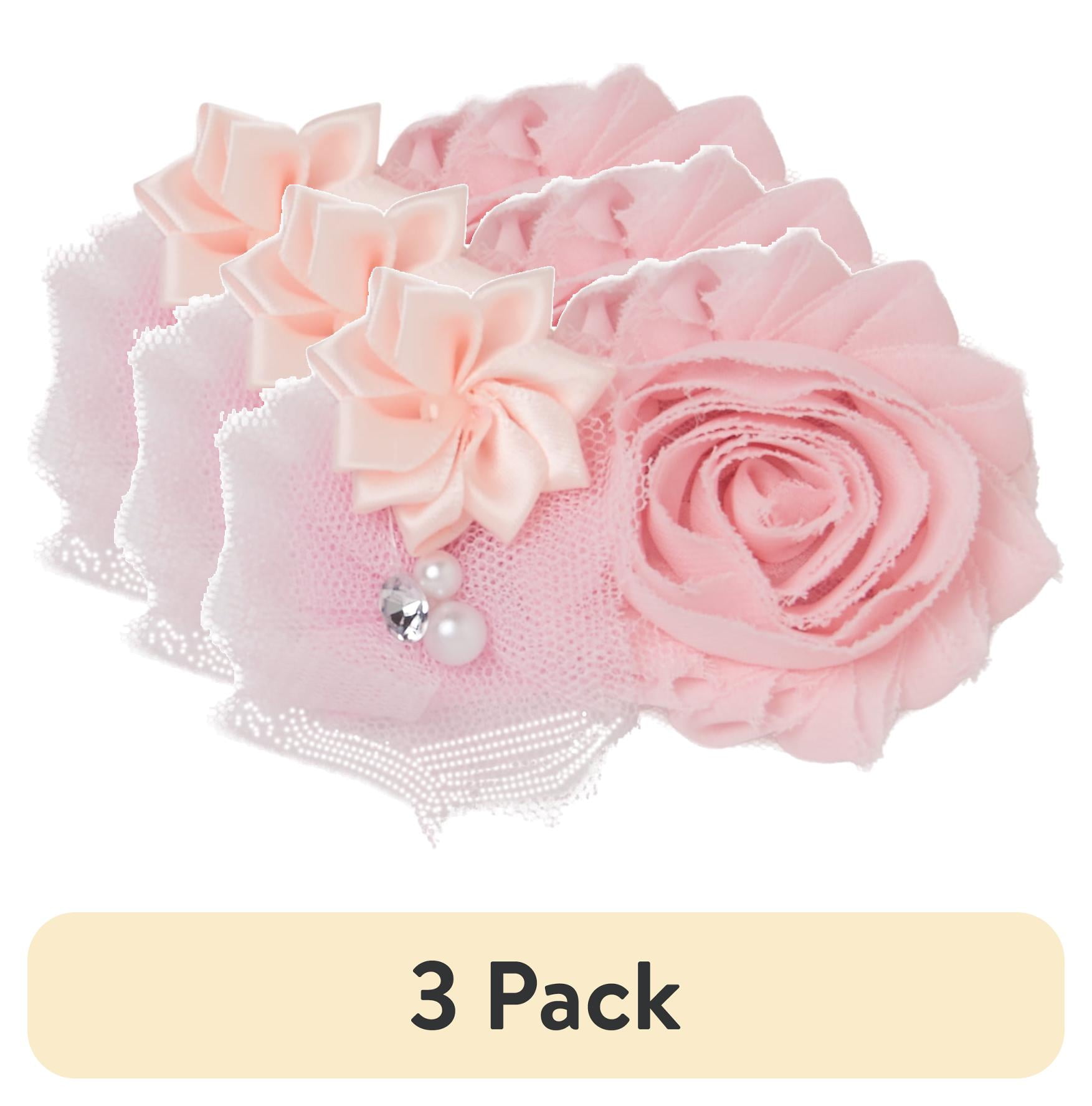 (3 pack) Offray Light Pink Satin Tulle with Gem Flower Cluster, 1 Each ...