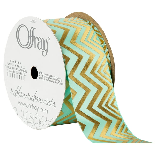 Offray Ribbon, Aqua 1 1/2 inch Zig Zag Satin Ribbon for Sewing, Crafts ...