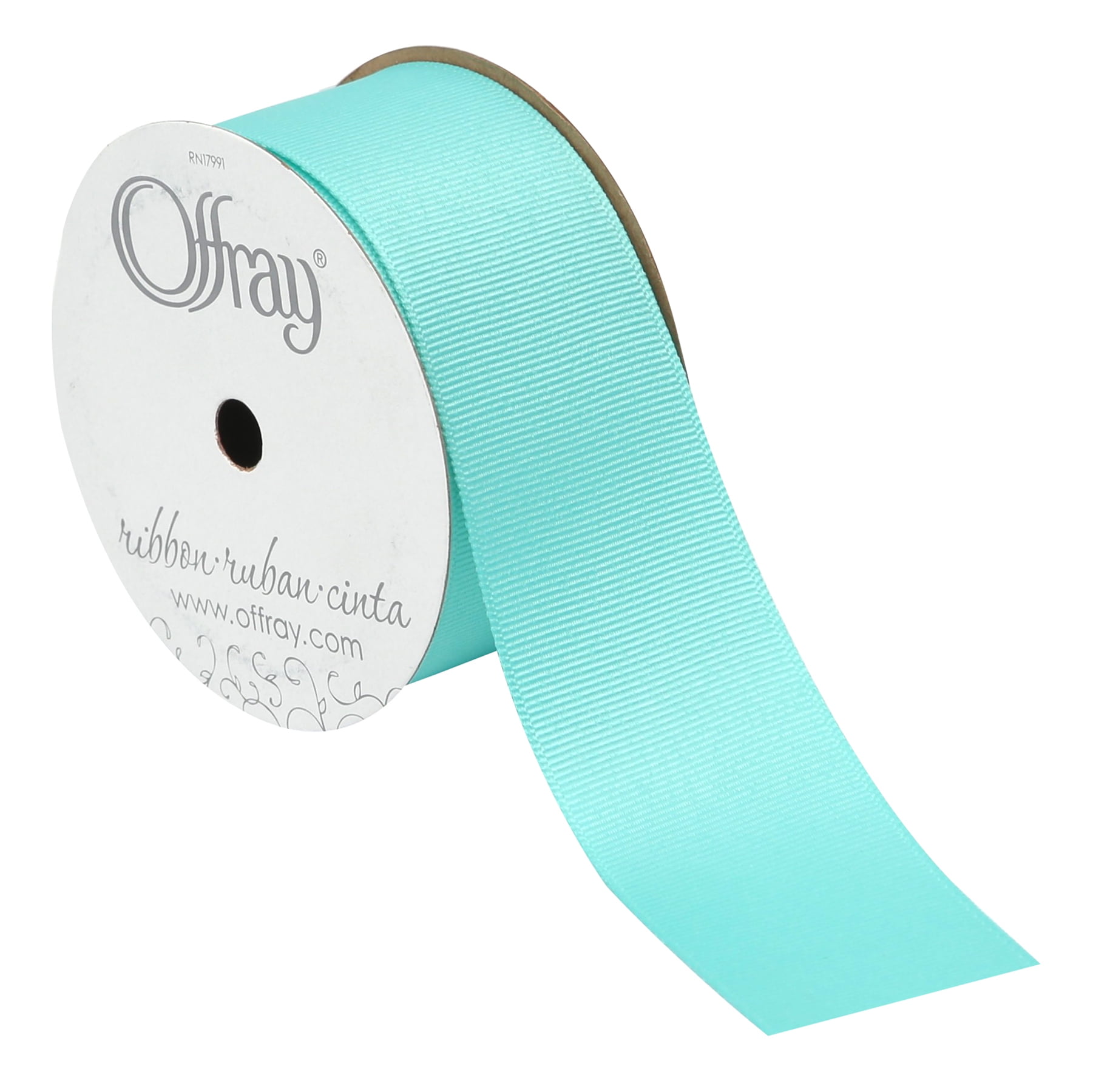 Offray Ribbon, Aqua Blue 1 1/2 inch Grosgrain Polyester Ribbon, 12 feet ...