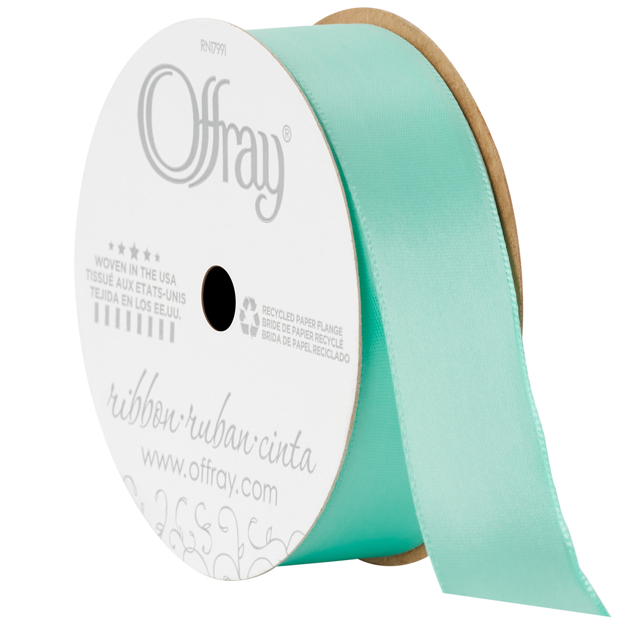 Offray Ribbon, Aqua Blue 7/8 inch Single Face Satin Polyester Ribbon ...