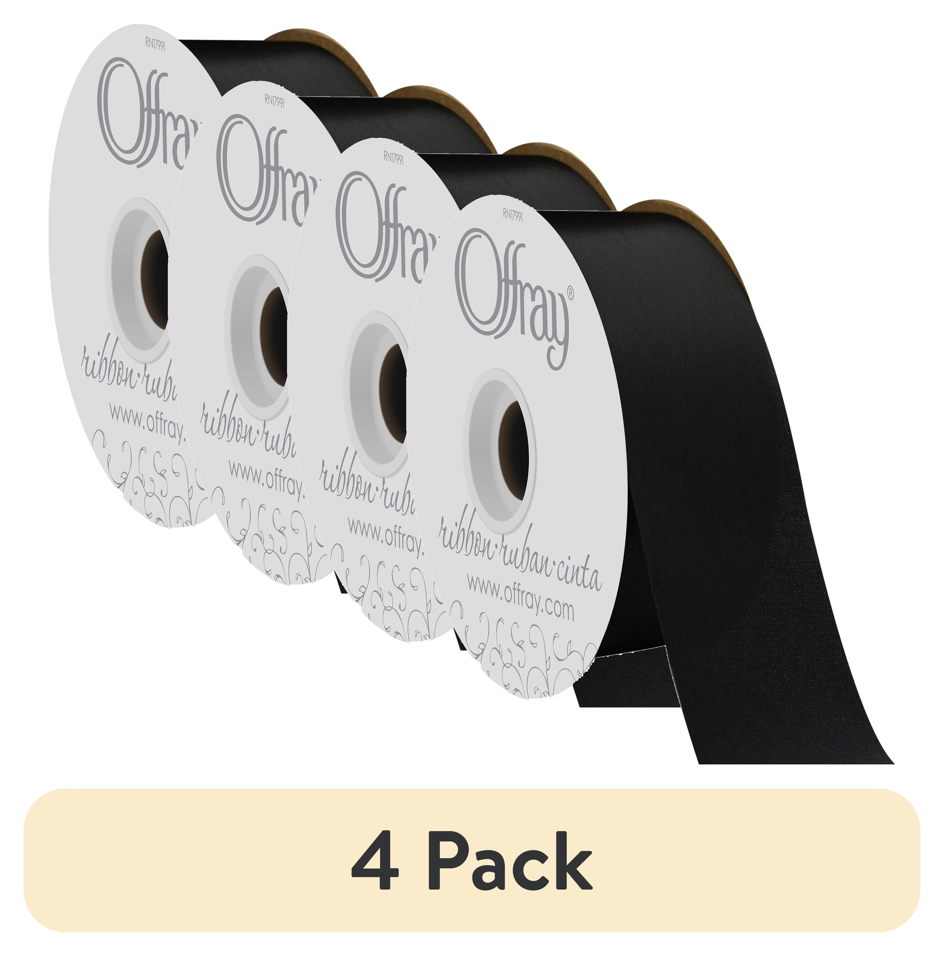 (4 pack) Offray Ribbon, Black 1 1/2 inch Acetate Polyester Outdoor ...