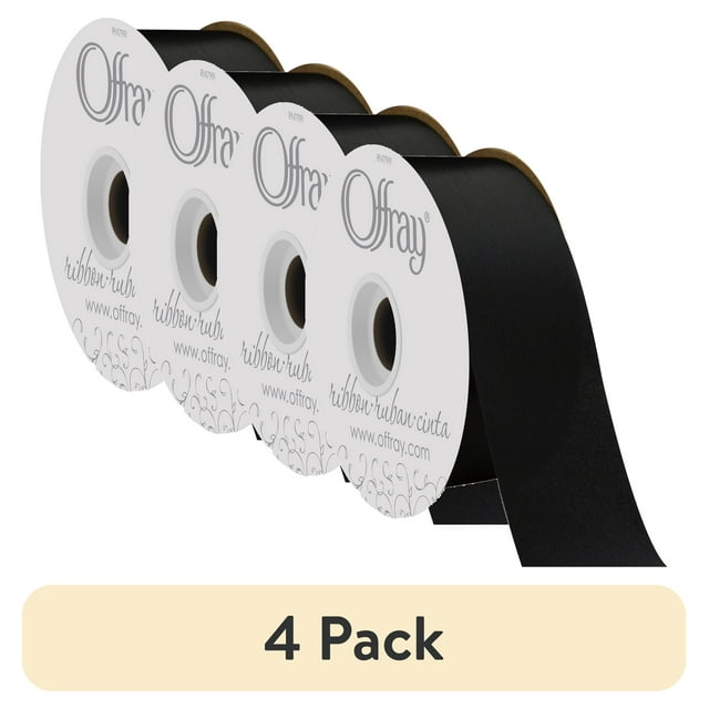 (4 pack) Offray Ribbon, Black 1 1/2 inch Acetate Polyester Outdoor ...