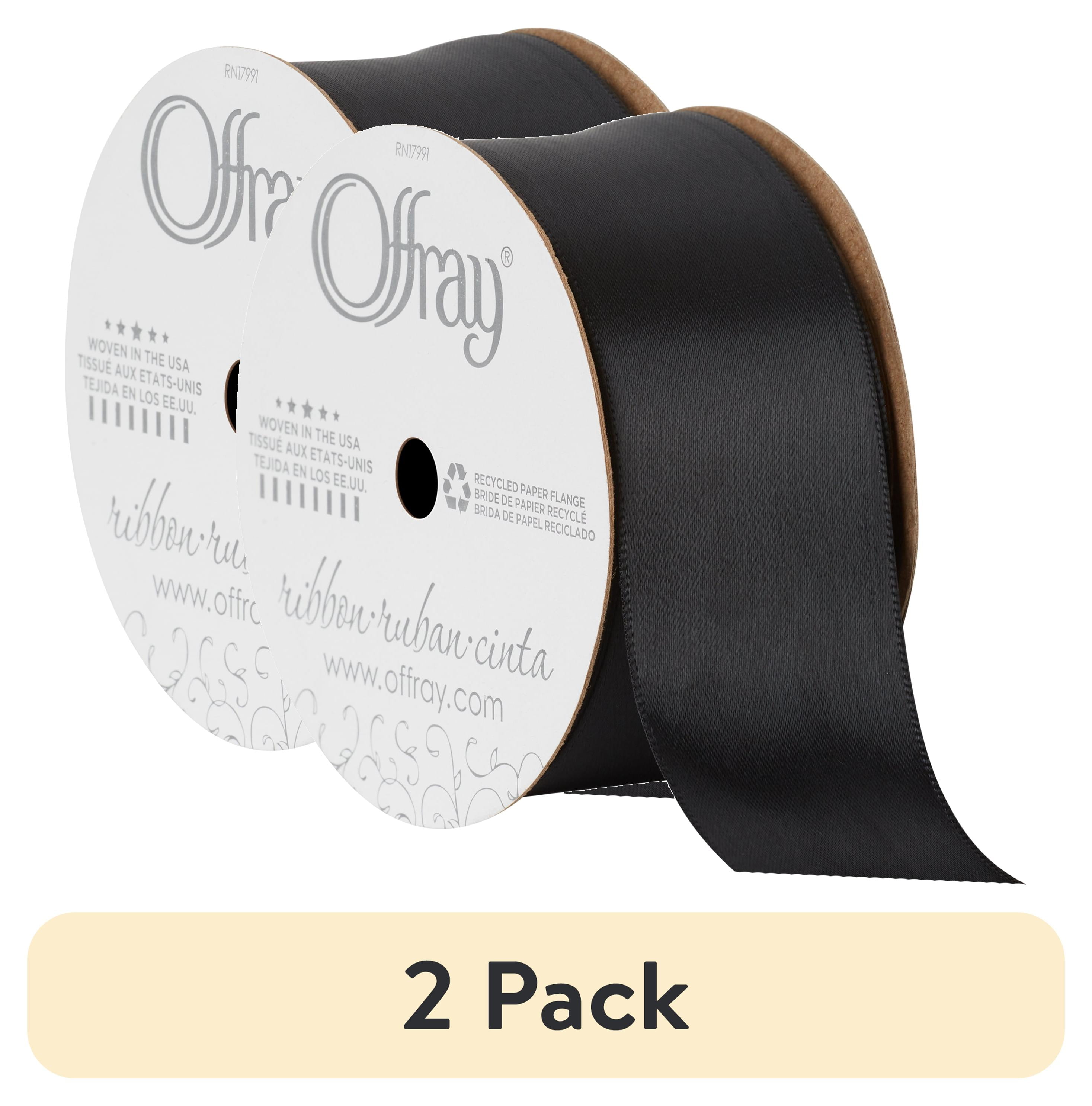 (2 pack) Offray Ribbon, Black 1 1/2 inch Double Face Satin Polyester ...