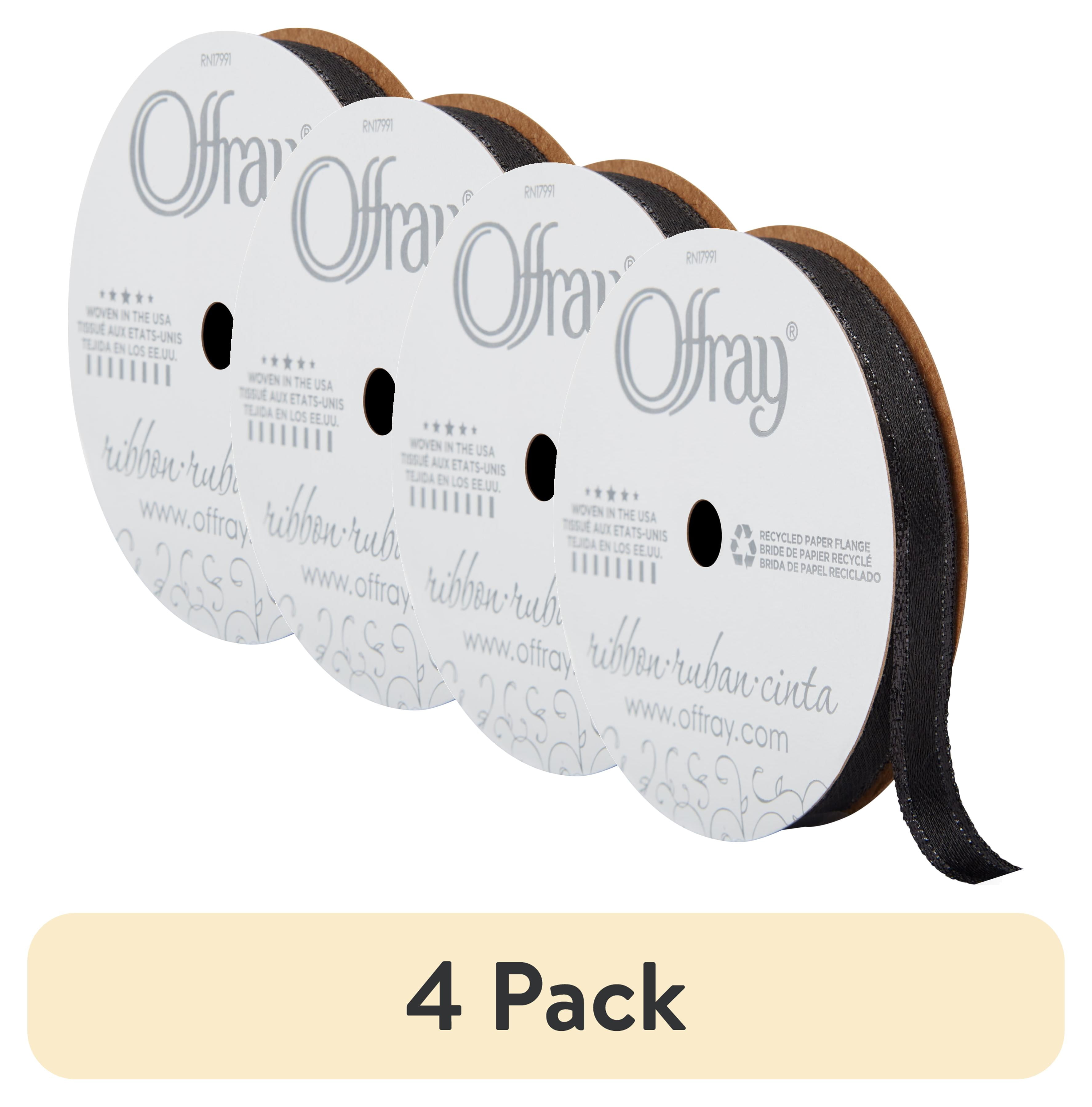 (4 pack) Offray Ribbon, Black 3/8 inch Metallic Ribbon for Wedding ...