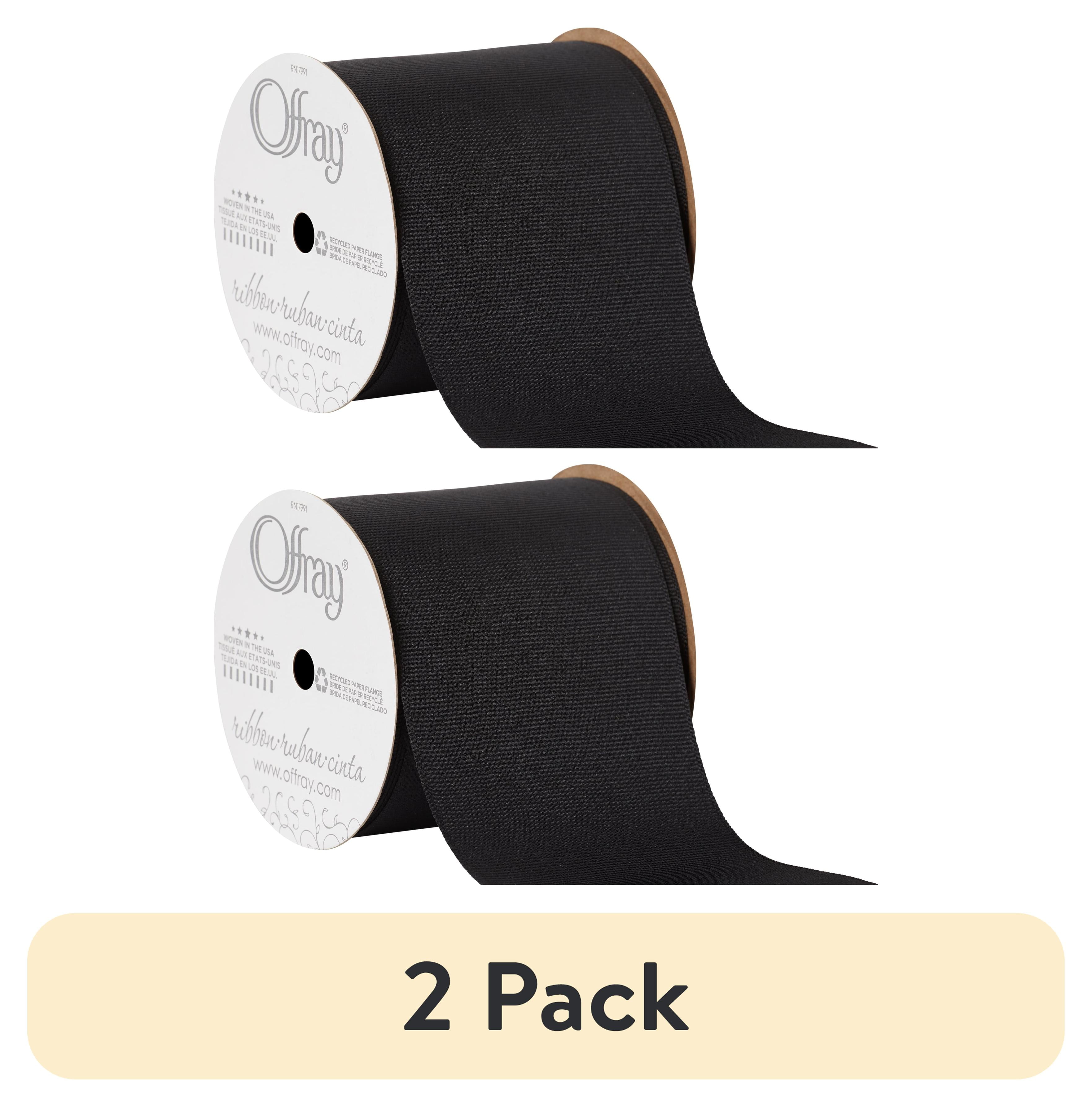 (2 pack) Offray Ribbon, Black 3 inch Grosgrain Polyester Ribbon for ...