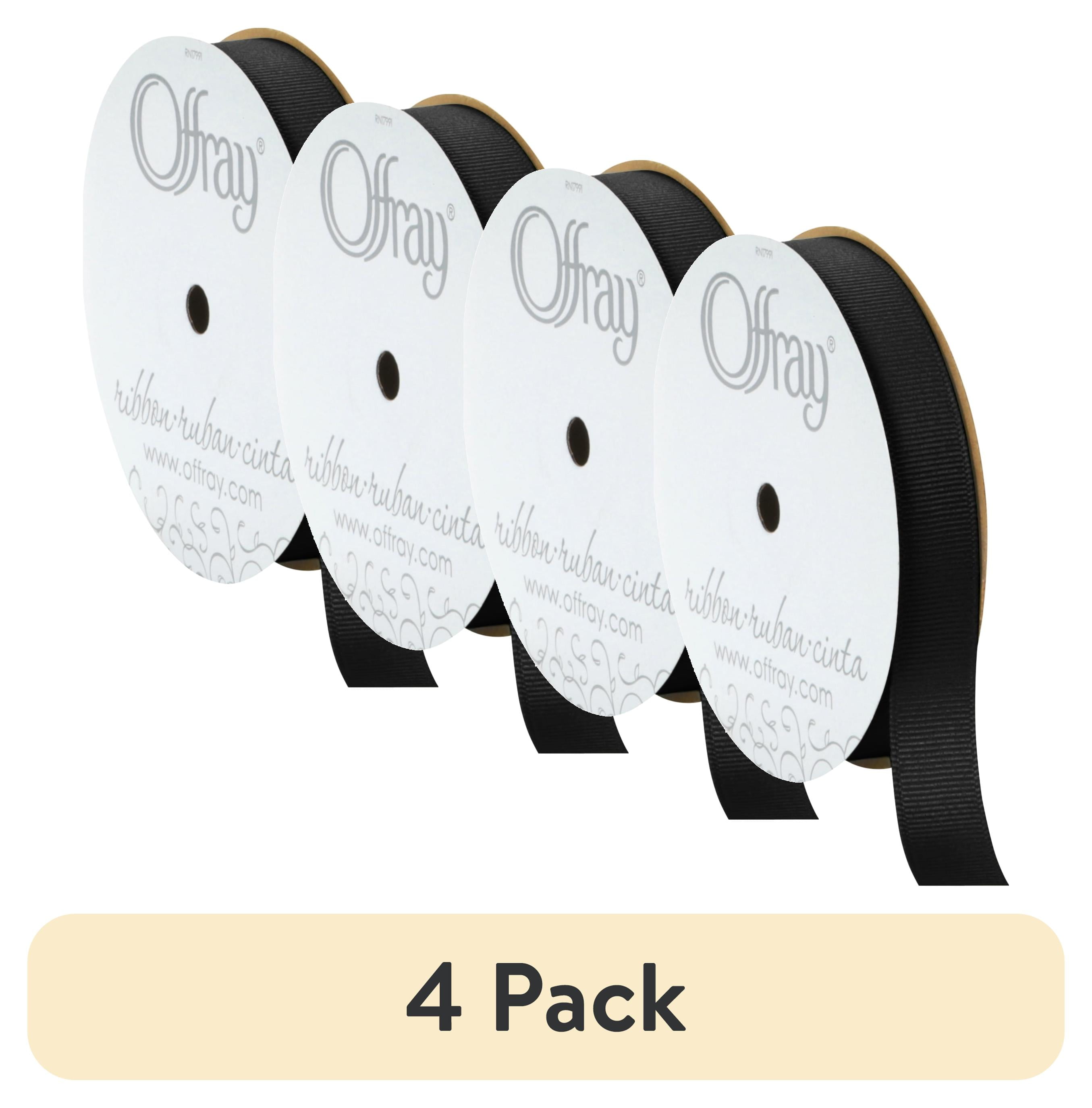 (4 pack) Offray Ribbon, Black 5/8 inch Grosgrain Polyester Ribbon, 18 ...