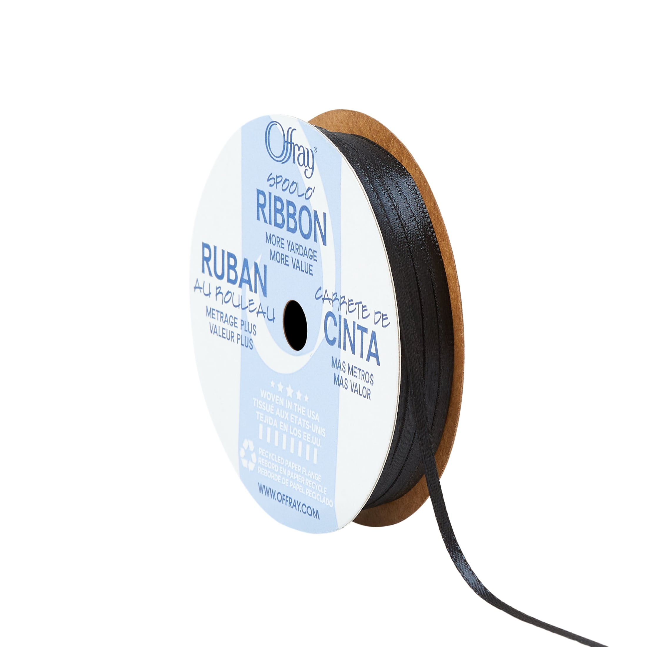 Offray Ribbon, Black Narrow Double Faced Satin Polyester Ribbon ...