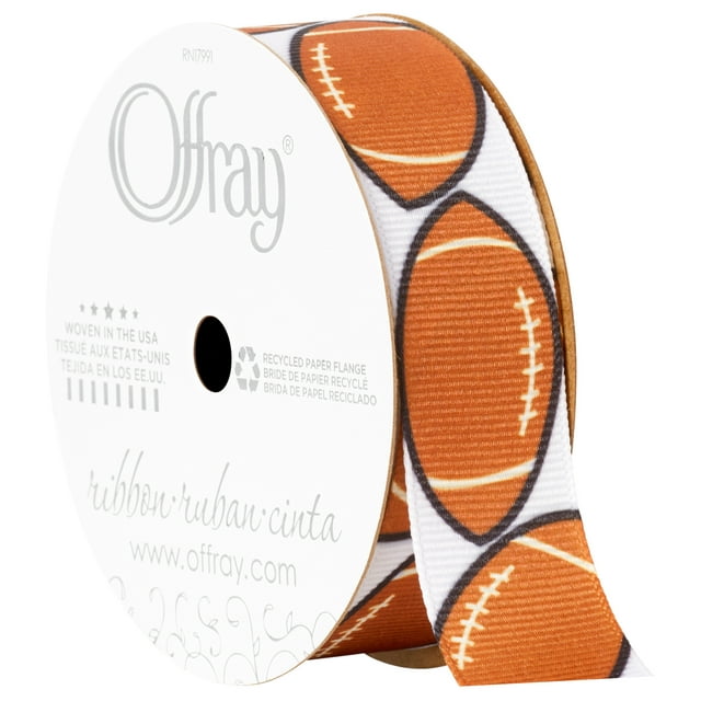 Offray Ribbon, Brown 7/8 inch Football Grosgrain Ribbon, 9 feet ...