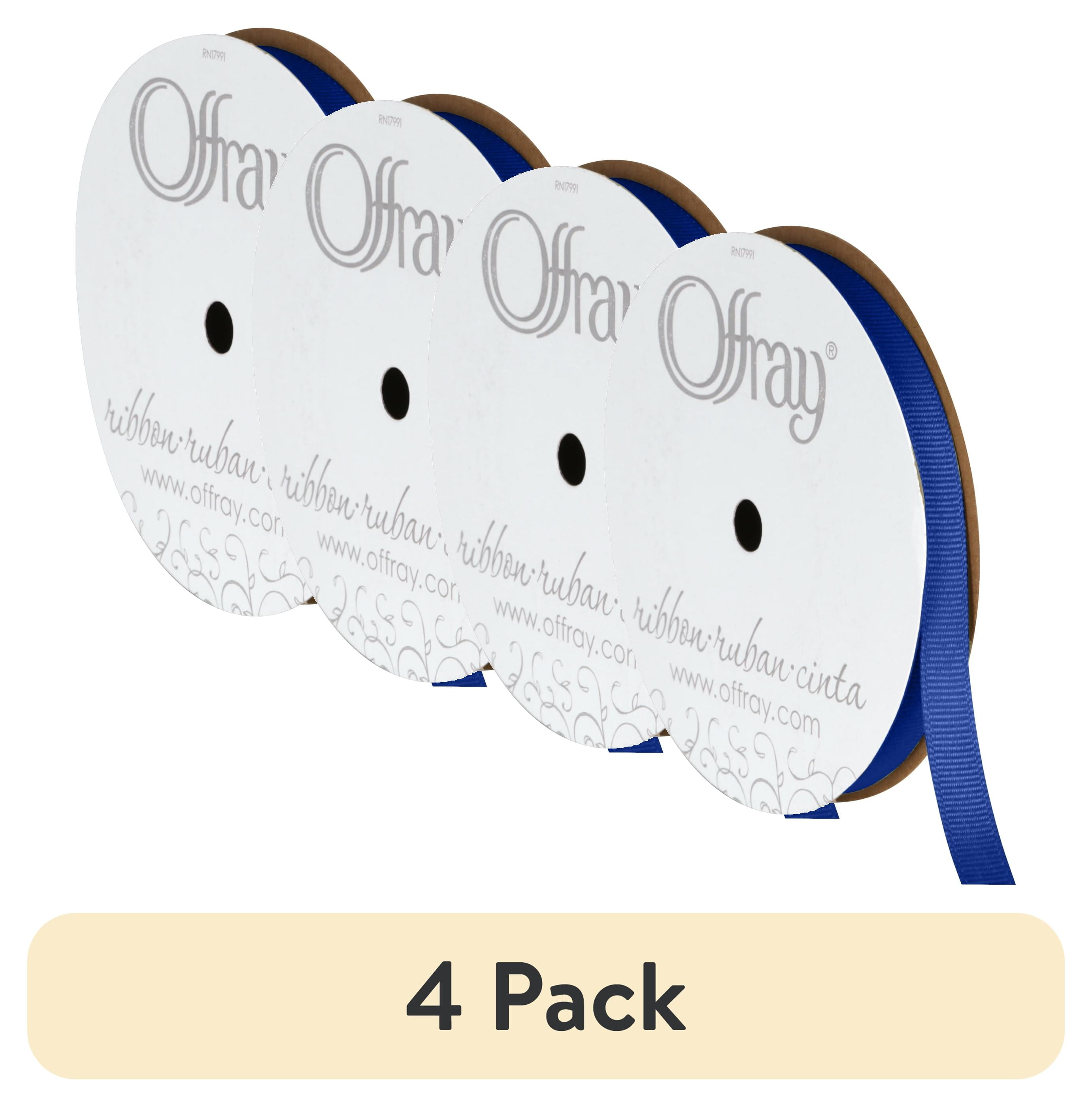 (4 pack) Offray Ribbon, Century Blue 3/8 inch Grosgrain Polyester ...