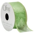 Offray Ribbon Citrus Green 1 1/2 inch wired edge sheer polyester ribbon ...