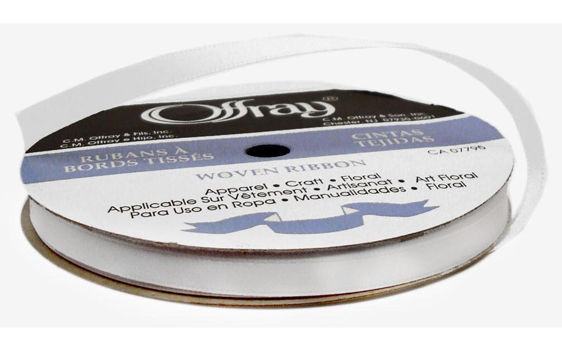 Offray Ribbon Doubleface Satin 1/4" White - Walmart.com