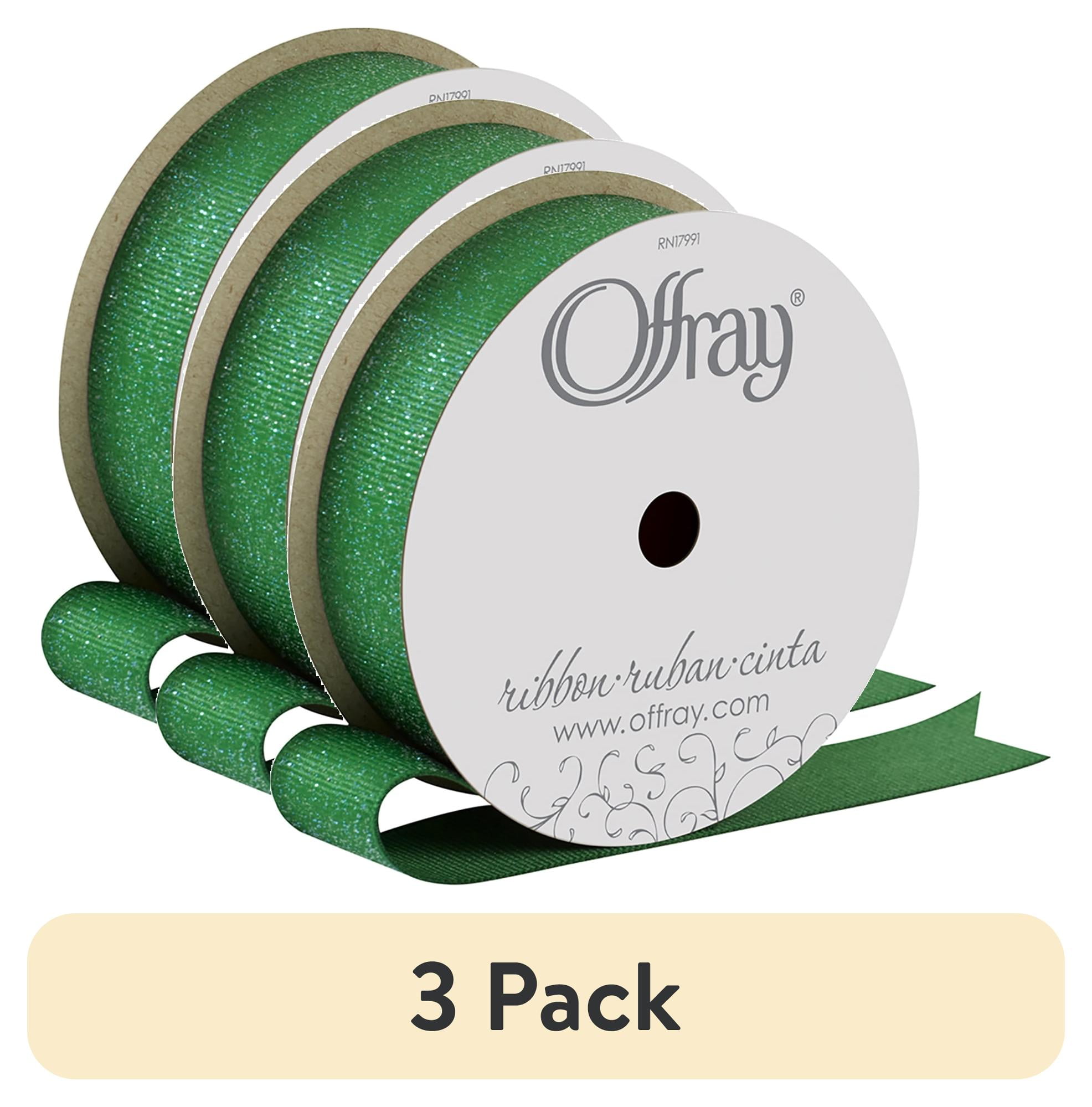 (3 pack) Offray Ribbon, Emerald Green 7/8 inch Grosgrain Glitter ...