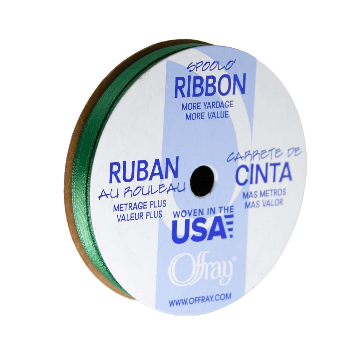 Offray Ribbon, Forest Green Narrow Double Faced Satin Polyester Ribbon ...