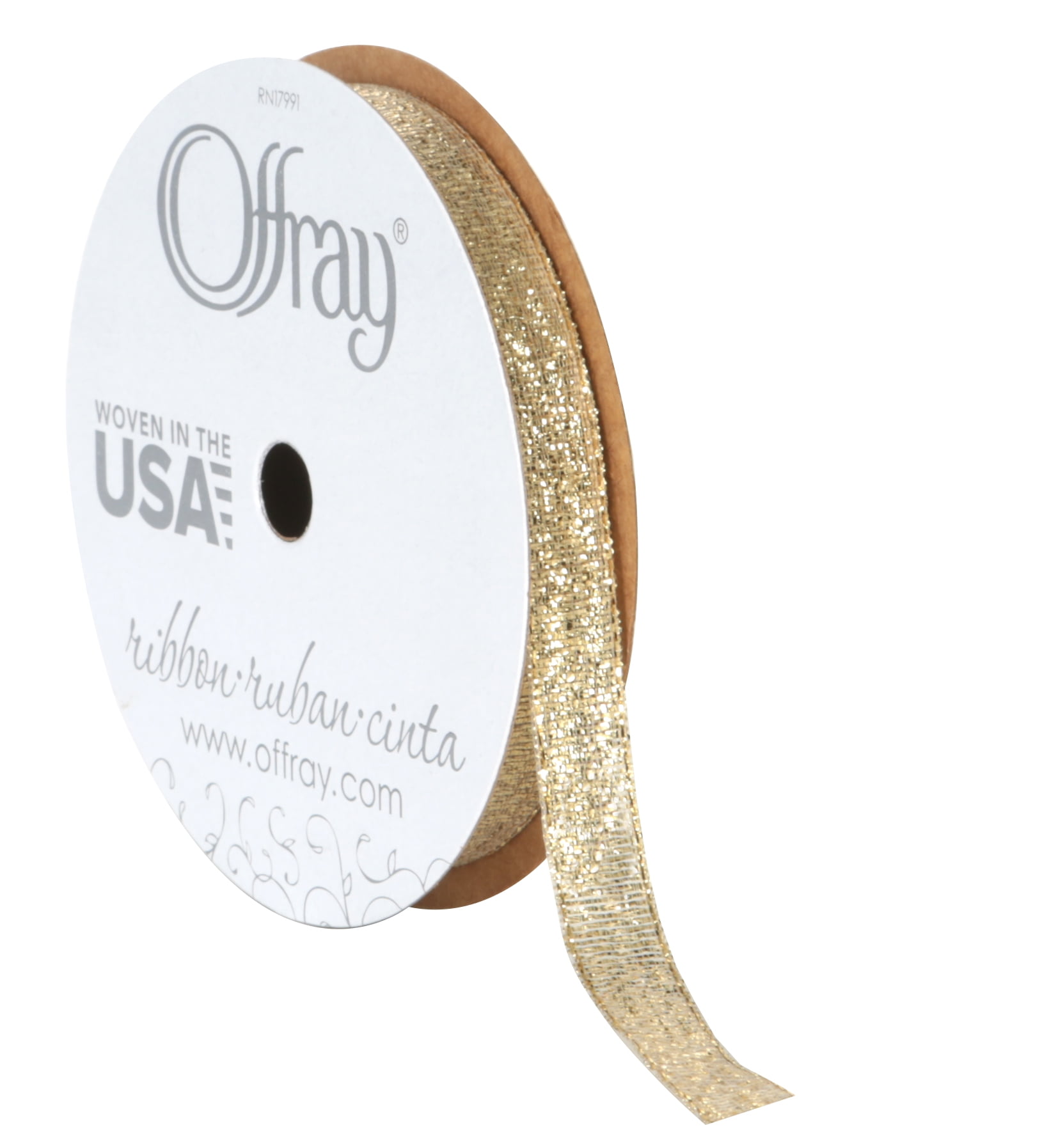 Offray Gold Galena Metallic Ribbon, 3/8 inch, 9 feet, for Wedding, Crafts, Gifting - Walmart.com
