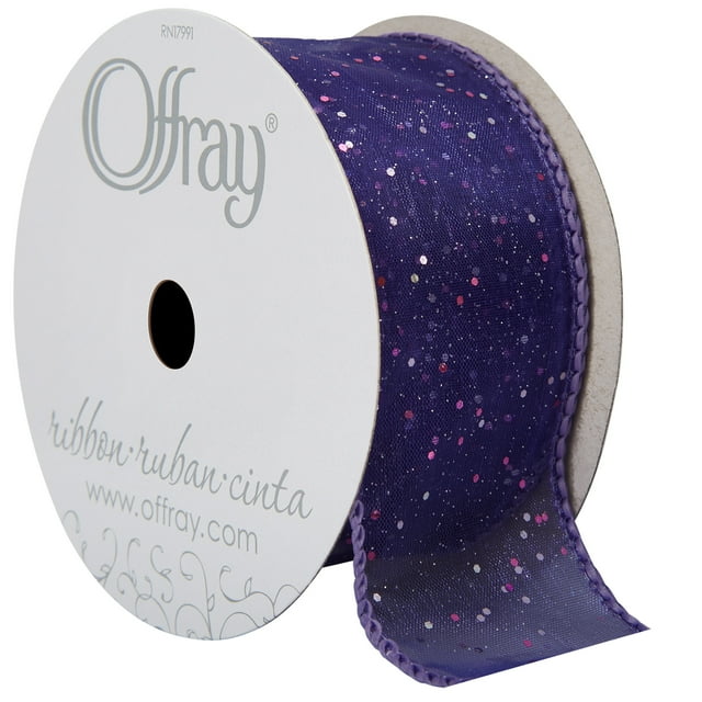 Offray Ribbon, Grape Purple 1 1/2 inch Wired Edge Sheer Polyester ...