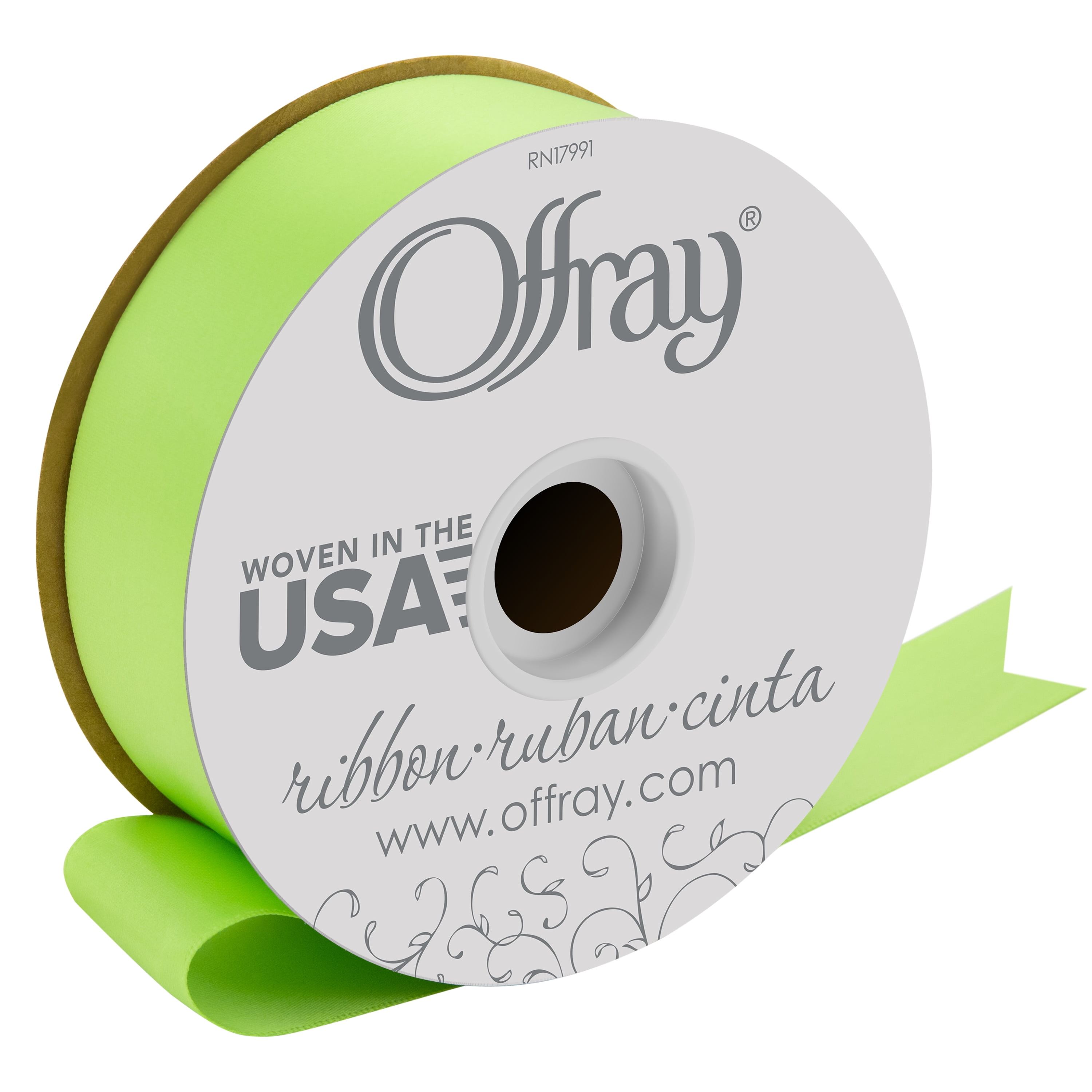 Offray Ribbon, Green 1 1/2 Inch Double Face Satin Ribbon for Crafting ...