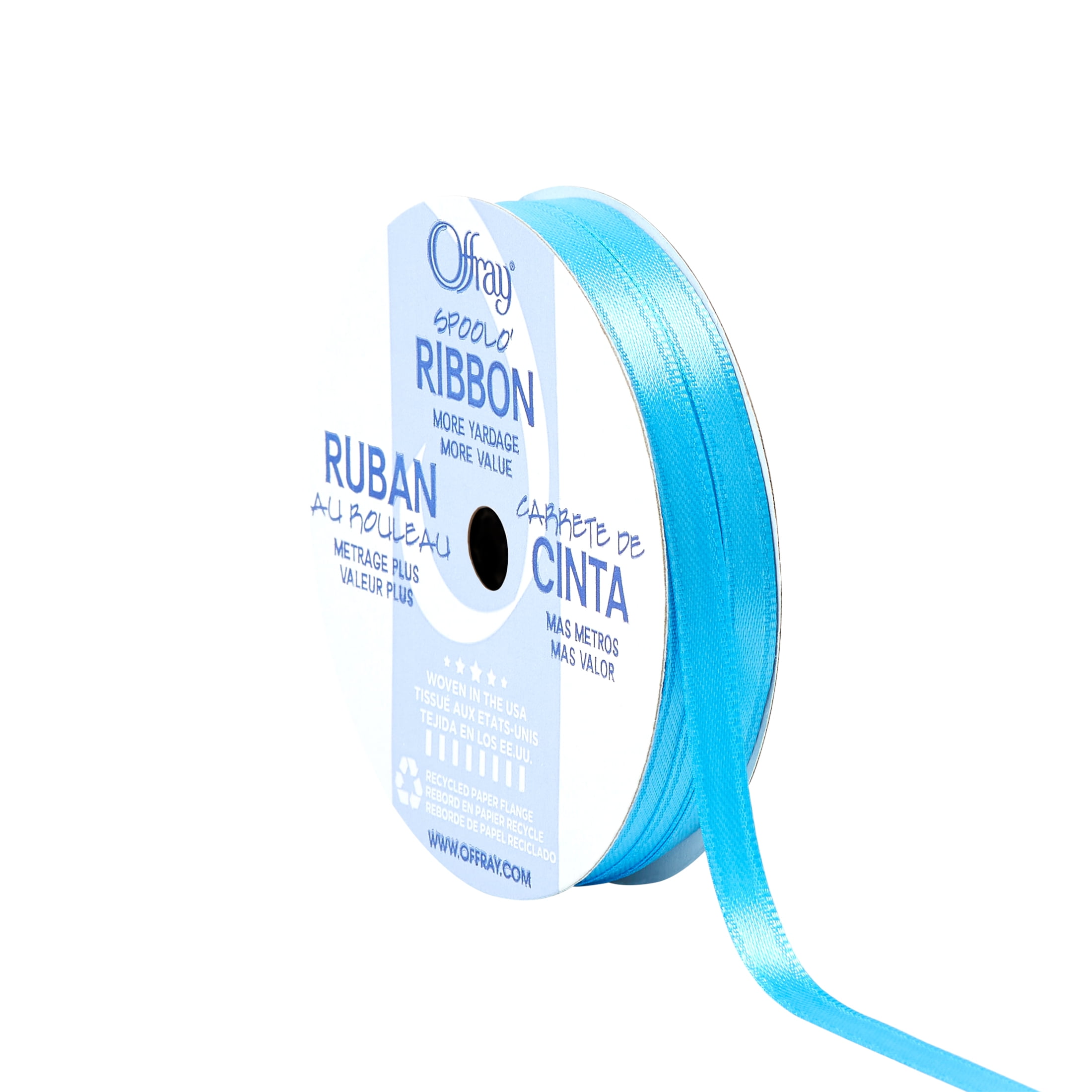 Offray Ribbon, Lagoon Blue Narrow Double Faced Satin Polyester Ribbon ...