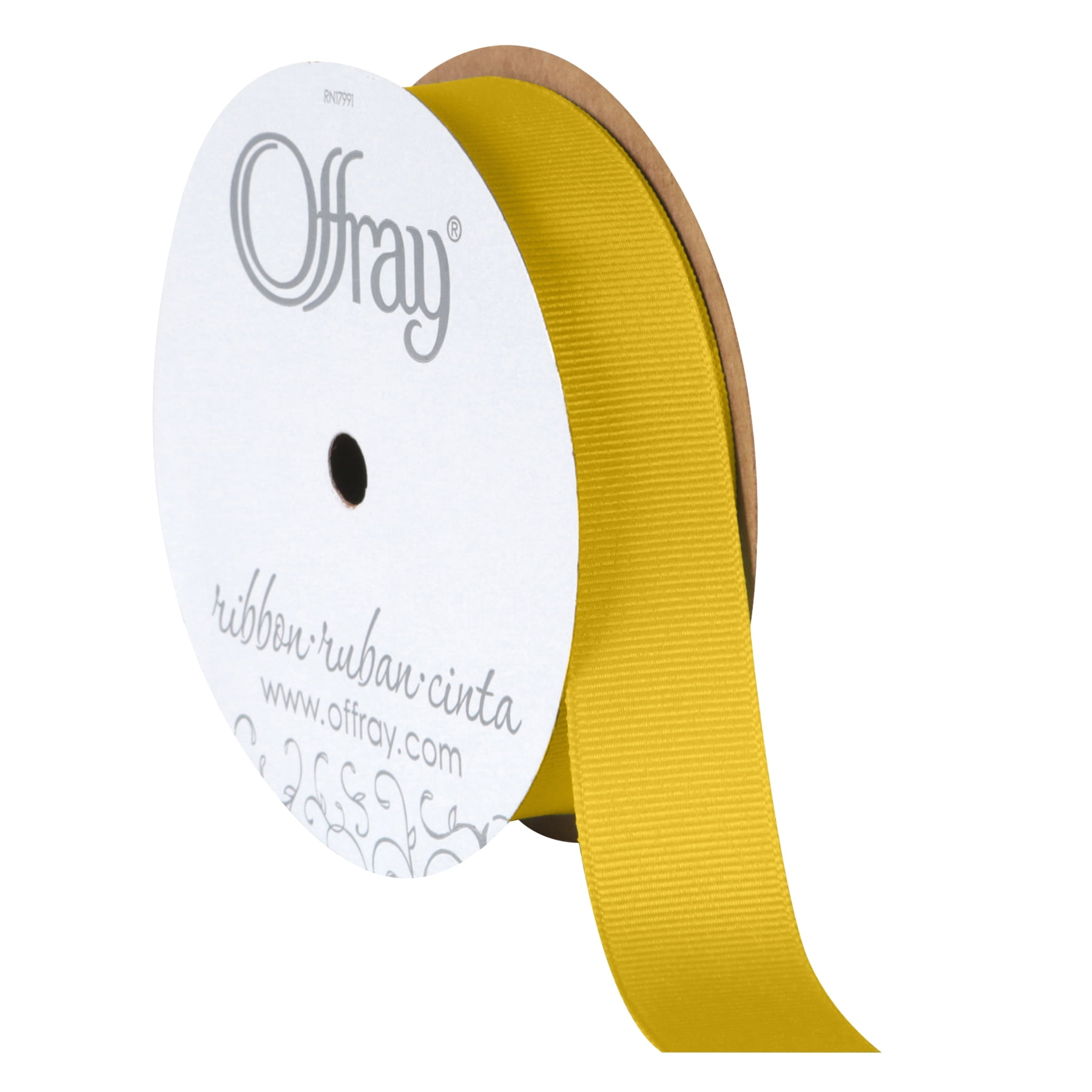 Offray Ribbon, Lemon Yellow 7/8 inch Grosgrain Polyester Ribbon, 18 ...