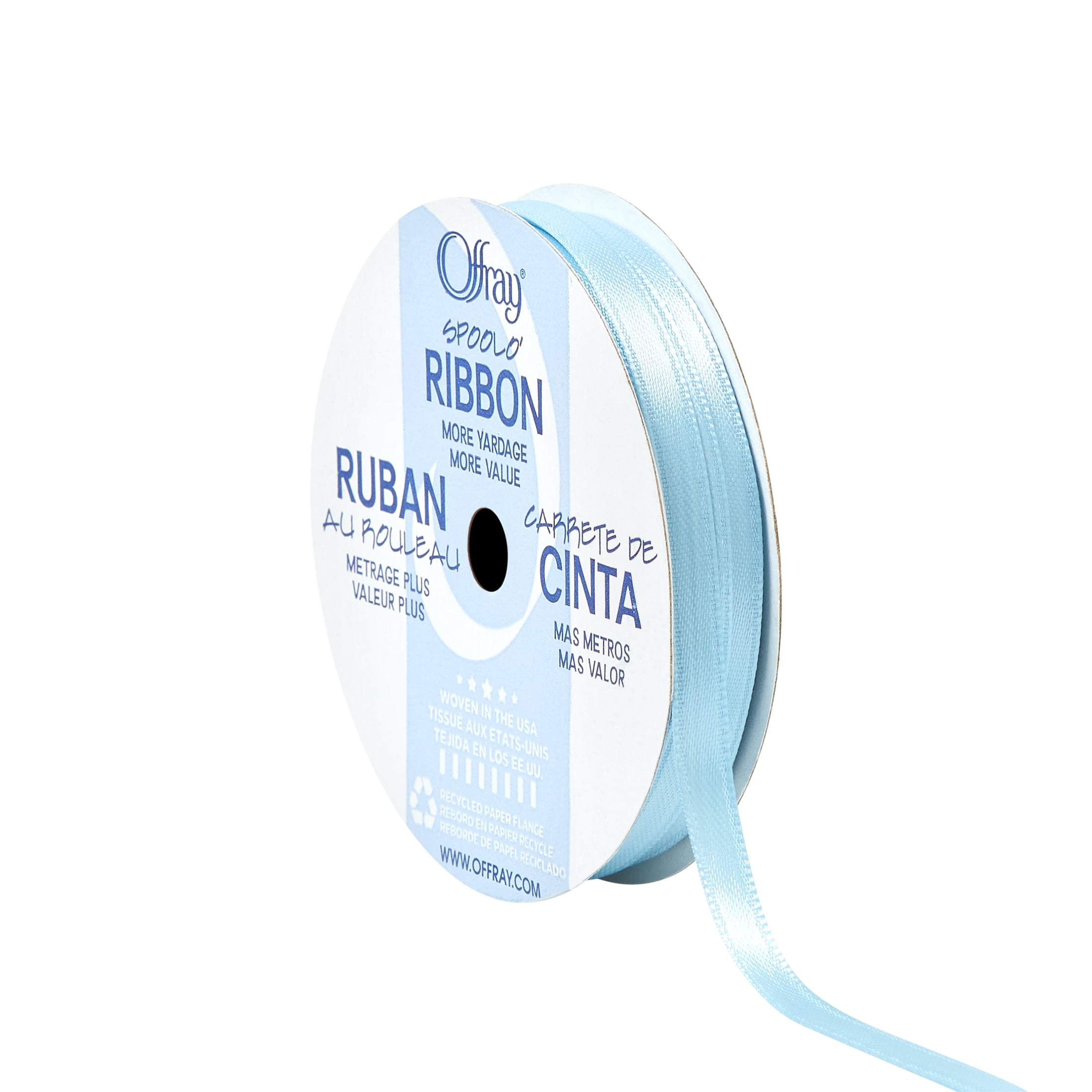 Offray Ribbon, Lt Blue Narrow Double Faced Satin Polyester Ribbon ...