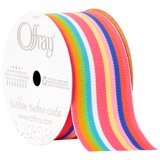Offray Ribbon, Multi 1 1/2 inch Stripe Grosgrain Ribbon for Sewing ...
