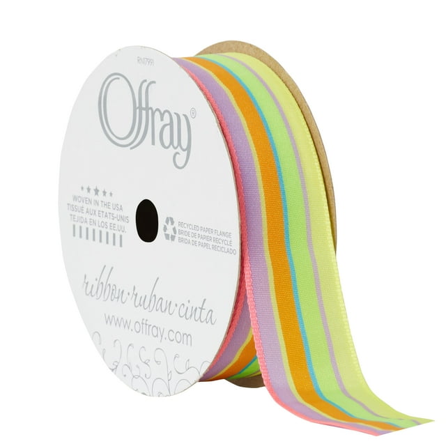 Offray Ribbon, Multi 7/8 inch Woven Ribbon for Sewing, Crafts, and ...