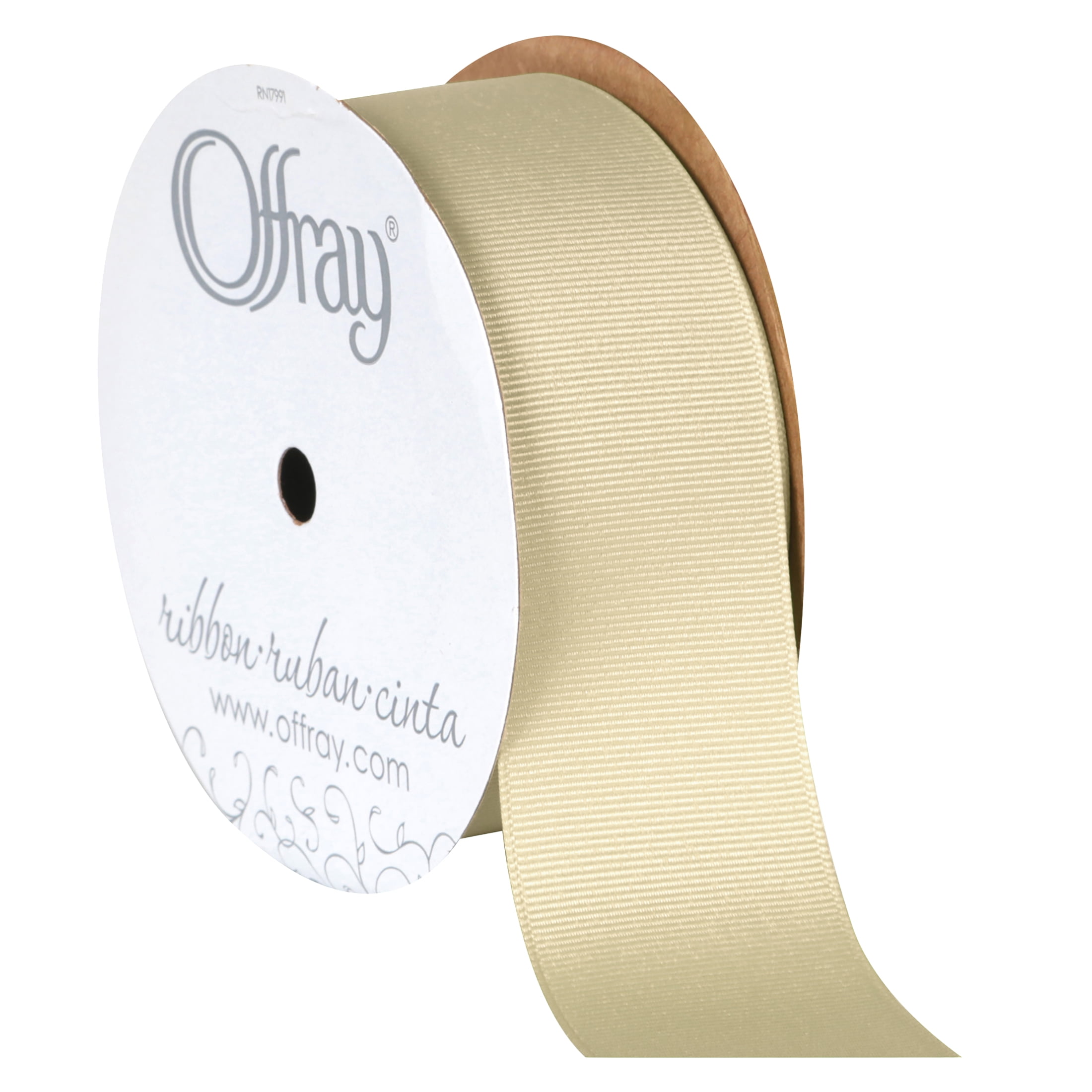Offray Ribbon, Natural Tan 1 1/2 inch Grosgrain Polyester Ribbon, 12 ...