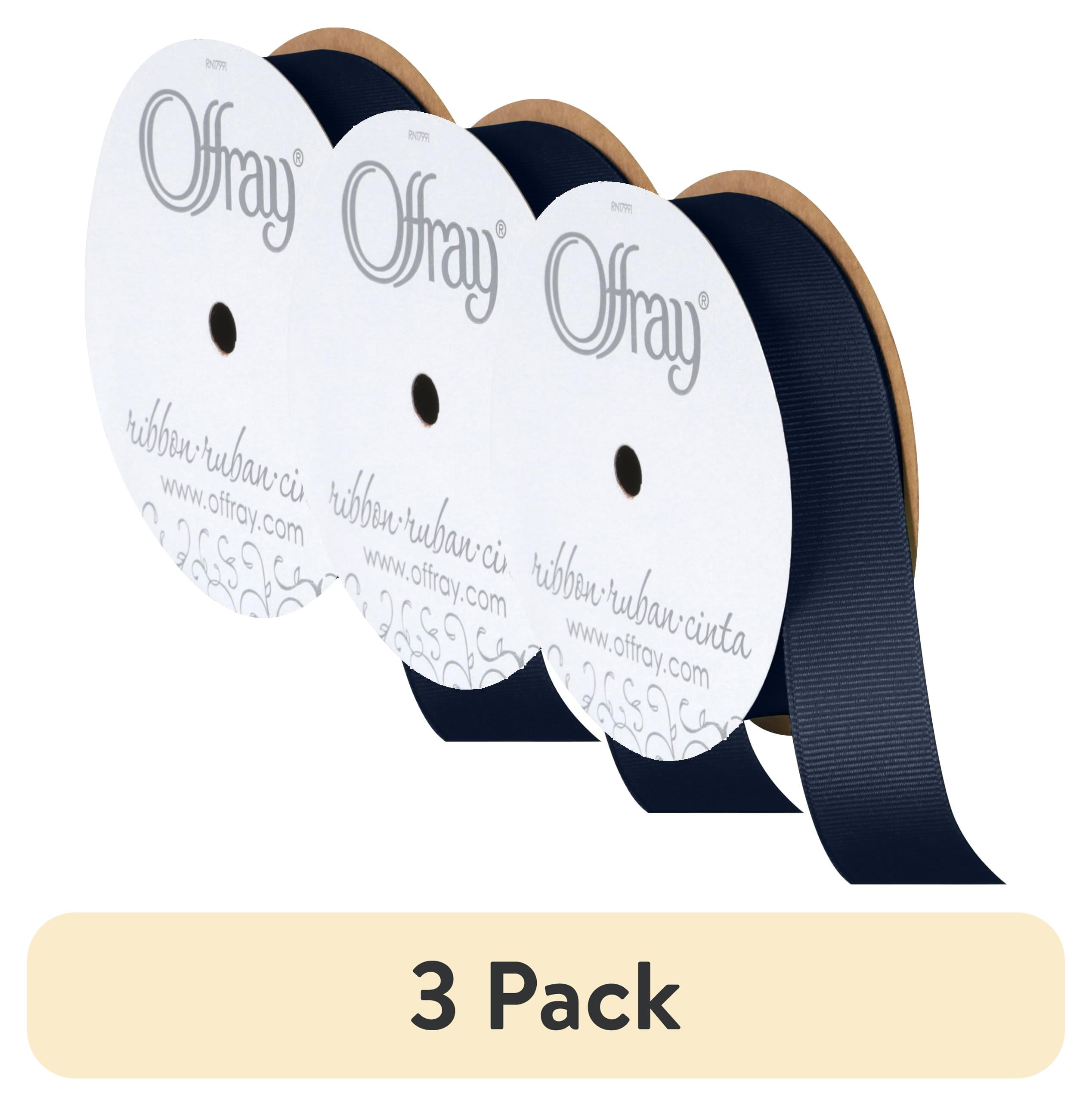 (3 pack) Offray Ribbon, Navy 7/8 inch Grosgrain Polyester Ribbon, 18 ...