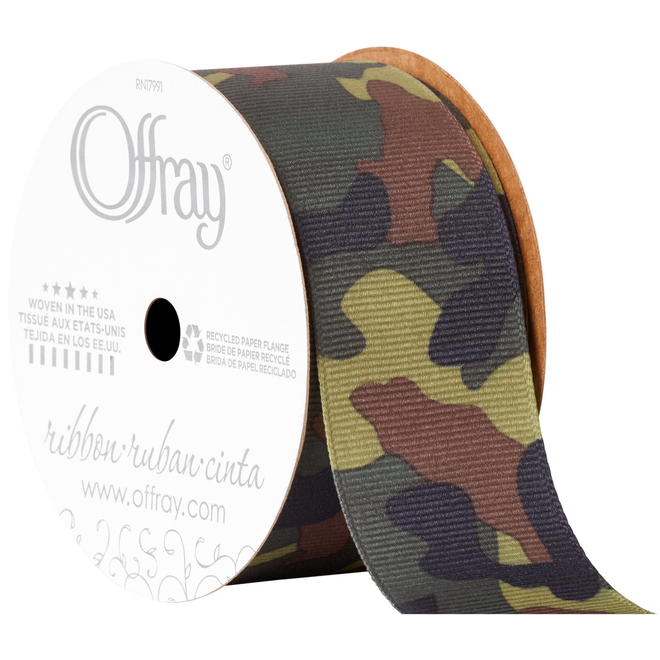 Offray Ribbon, Olive Green 1 1/2 inch Camouflage Grosgrain Ribbon, 9 ...