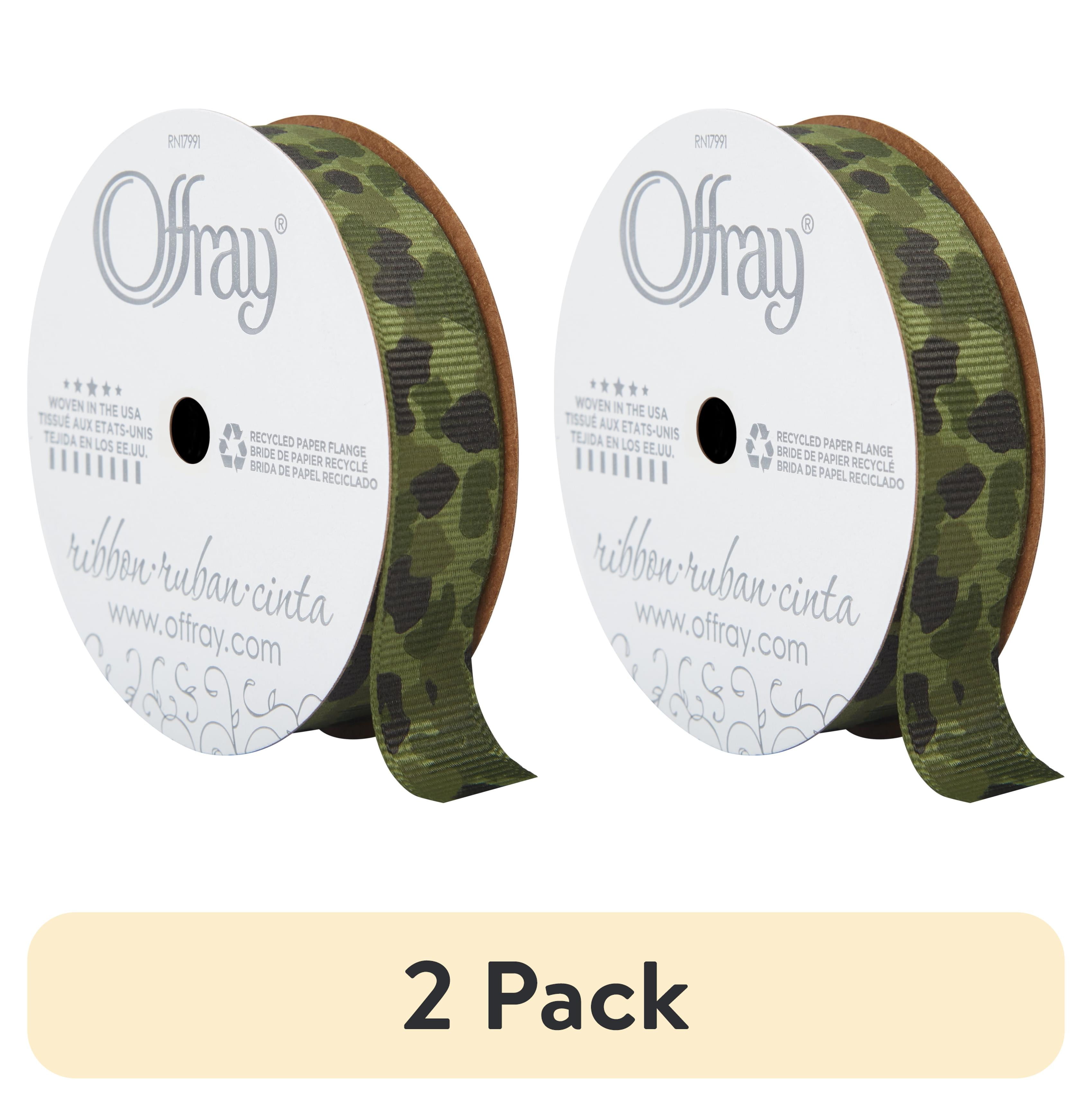 (2 pack) Offray Ribbon, Olive Green 5/8 inch Camouflage Grosgrain ...