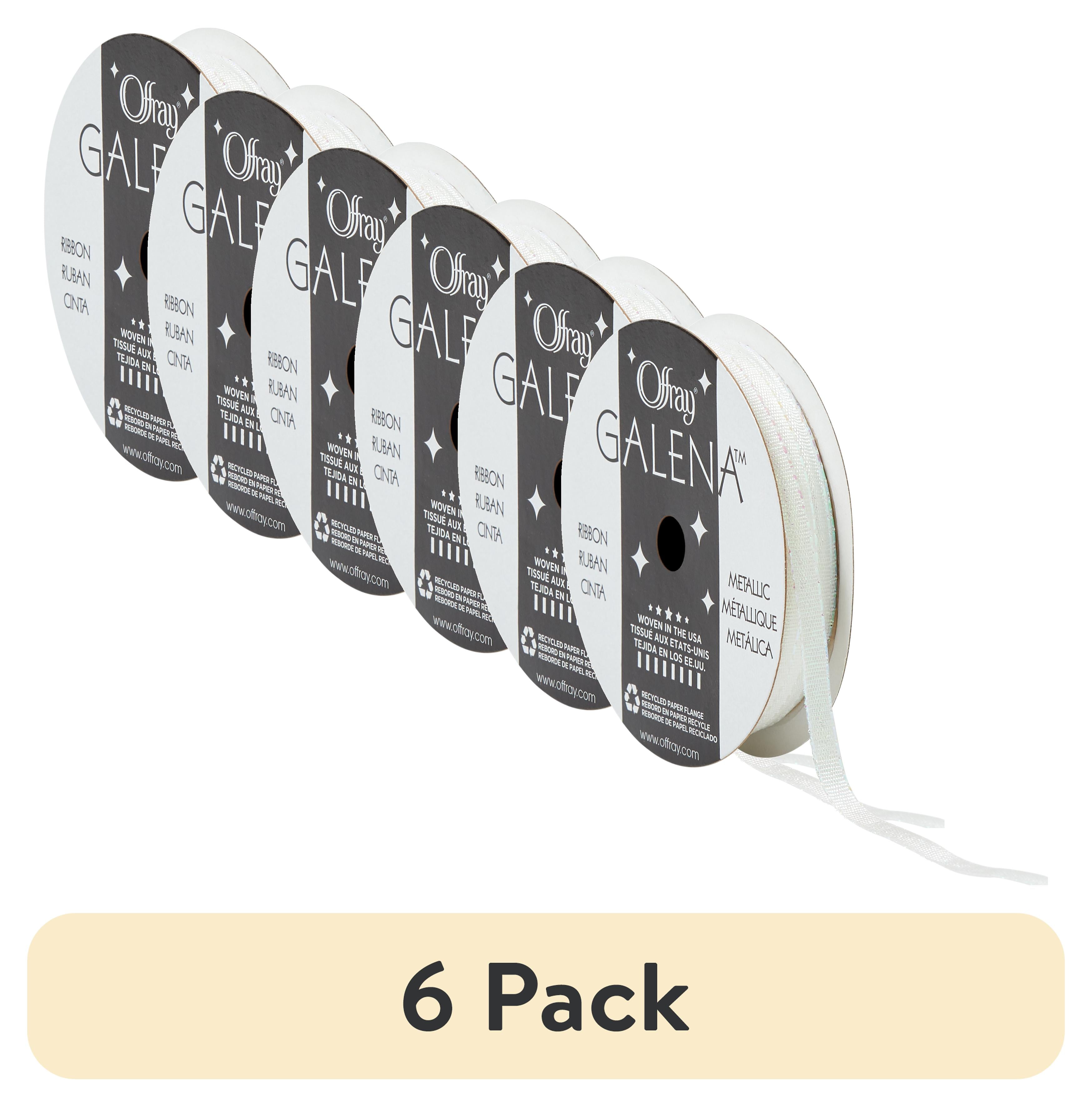 (6 pack) Offray Ribbon, Opal 1/4 inch Galena, Metallic Ribbon, 5 yards ...