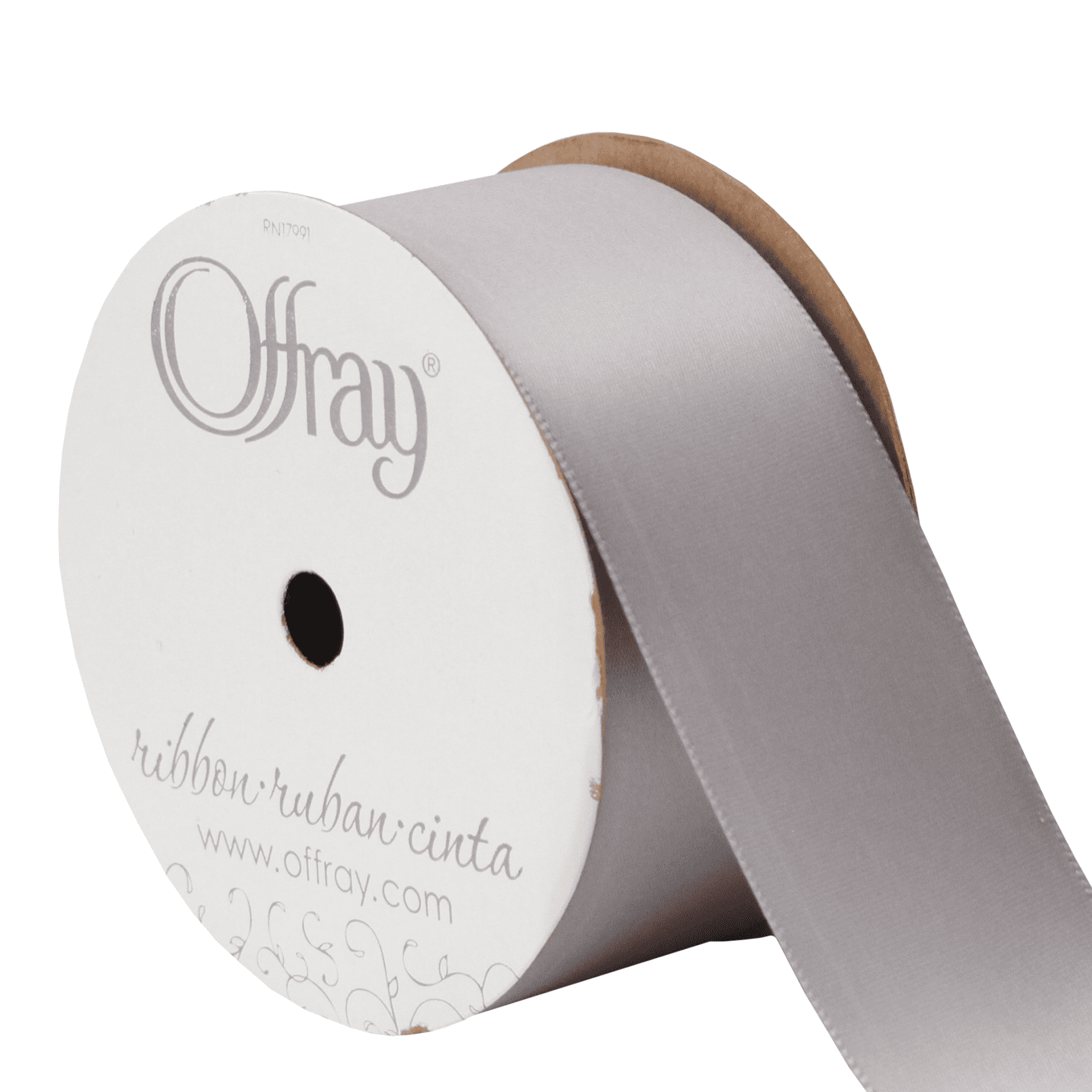 Offray Ribbon, Opal Gray 1 1/2 inch Single Face Satin Polyester Ribbon ...