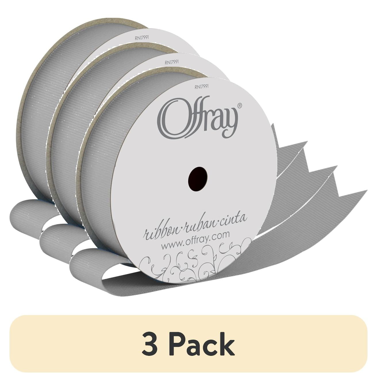(3 pack) Offray Ribbon, Opal Grey 7/8 inch Grosgrain Glitter Polyester ...