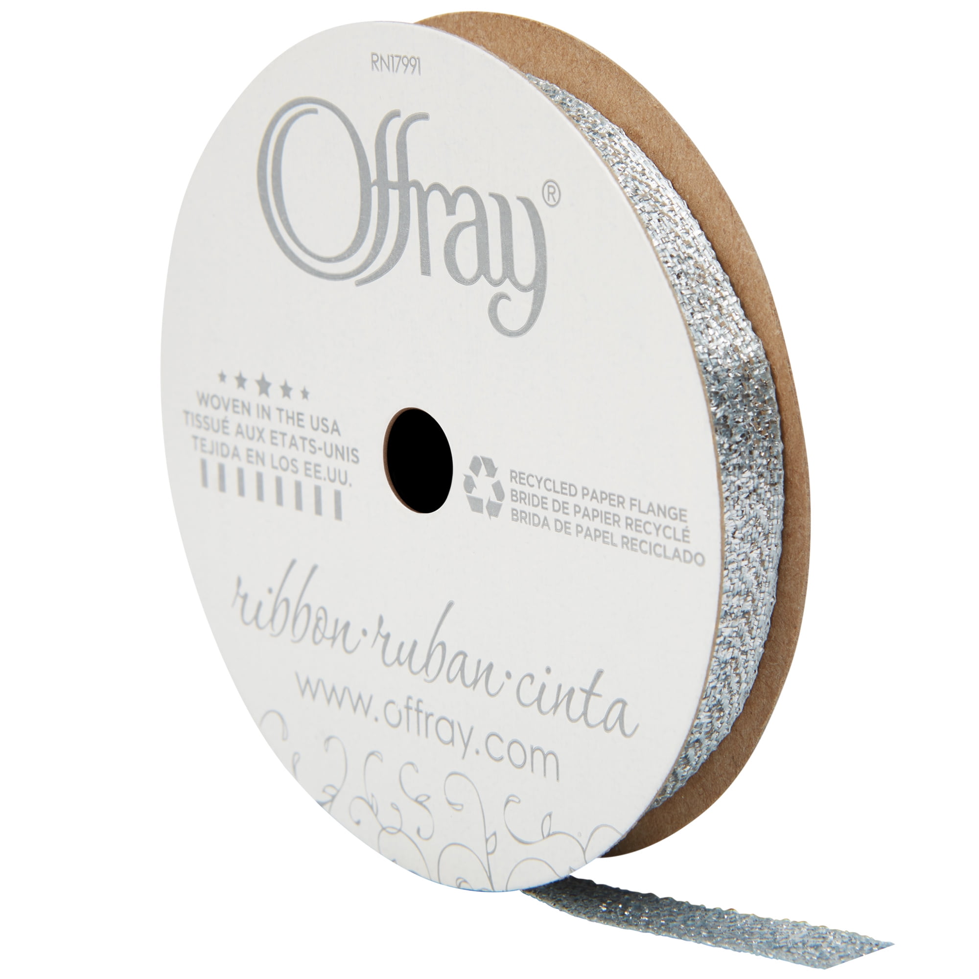 Offray Ribbon, Powder Blue 3/8 inch Metallic Ribbon, 9 feet - Walmart.com