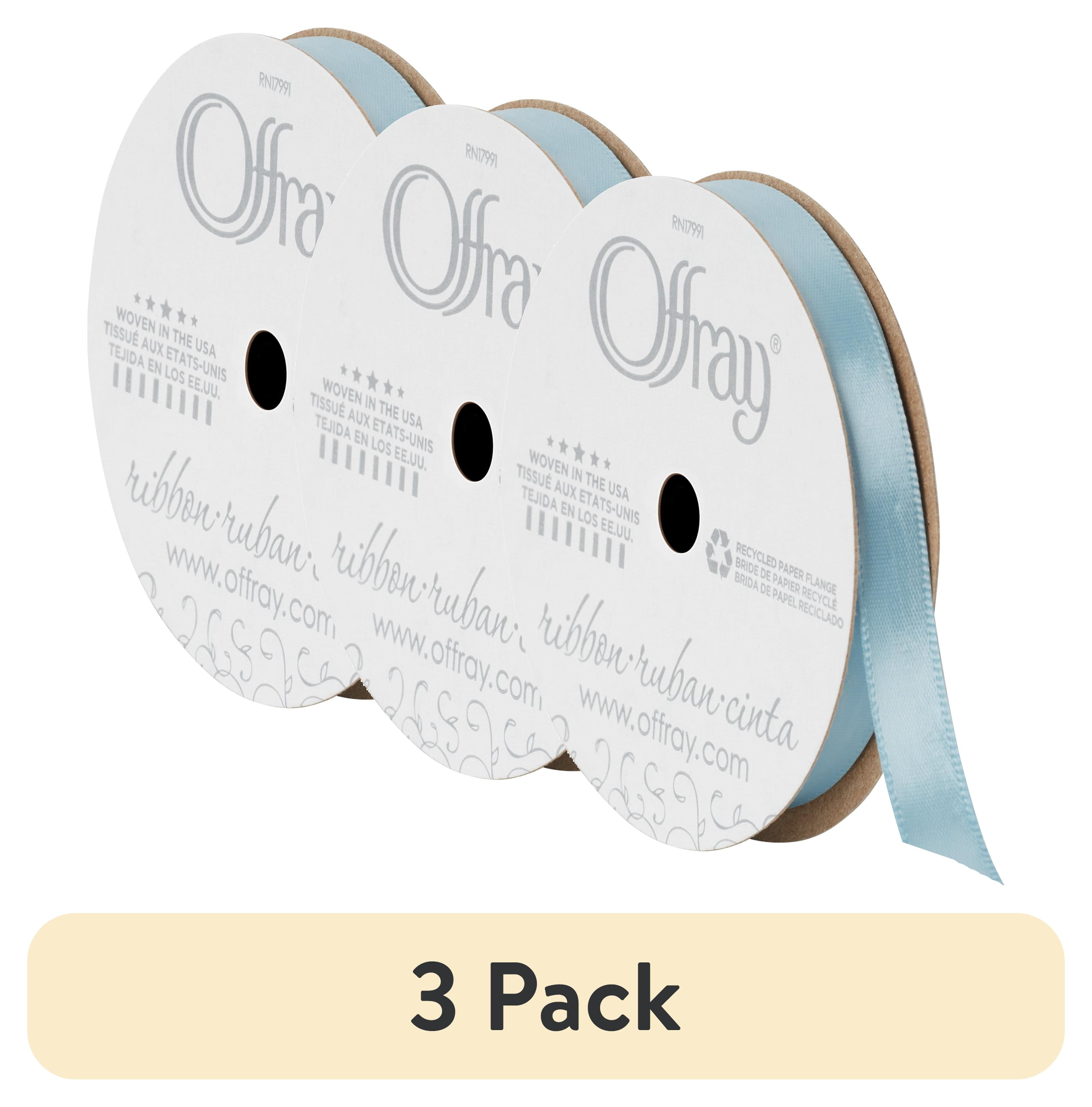 (3 pack) Offray Ribbon, Powder Blue 3/8 inch Single Face Satin ...