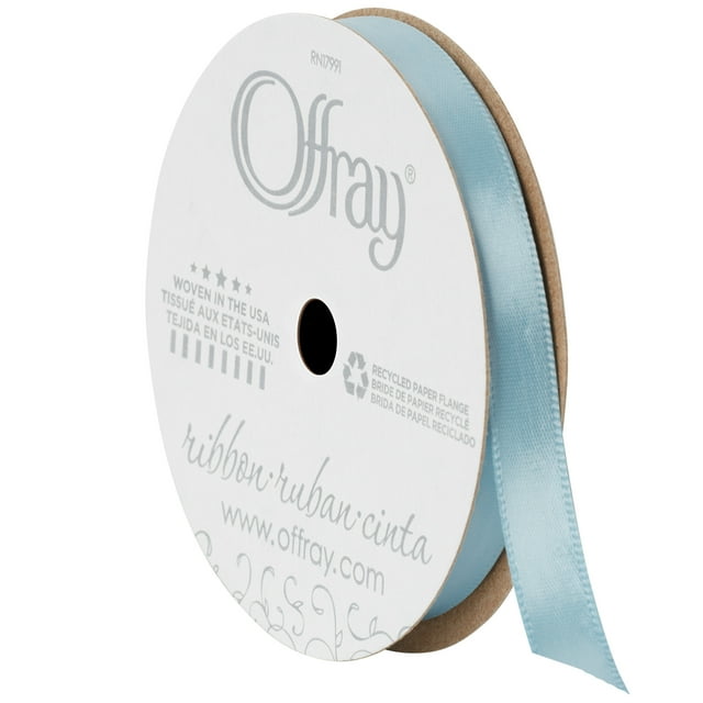 Offray Ribbon, Powder Blue 3/8 inch Single Face Satin Polyester Ribbon ...