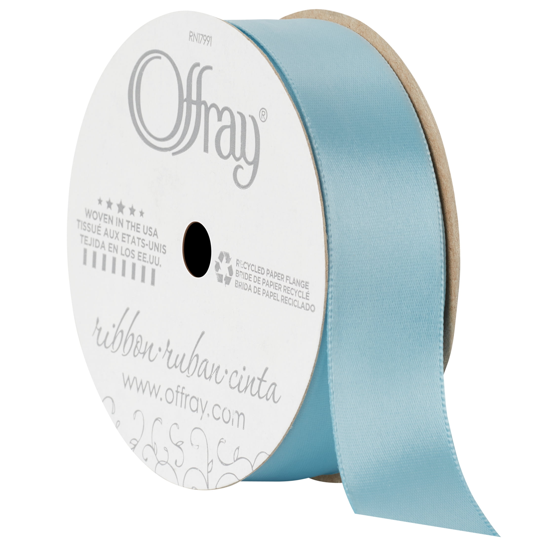 Offray Ribbon, Powder Blue 7/8 inch Single Face Satin Polyester Ribbon ...