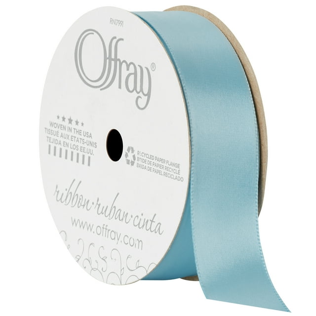 Offray Ribbon, Powder Blue 7/8 inch Single Face Satin Polyester Ribbon ...