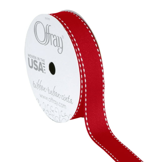 Offray Ribbon, Red 5/8 inch Grosgrain Polyester Ribbon, 9 feet ...